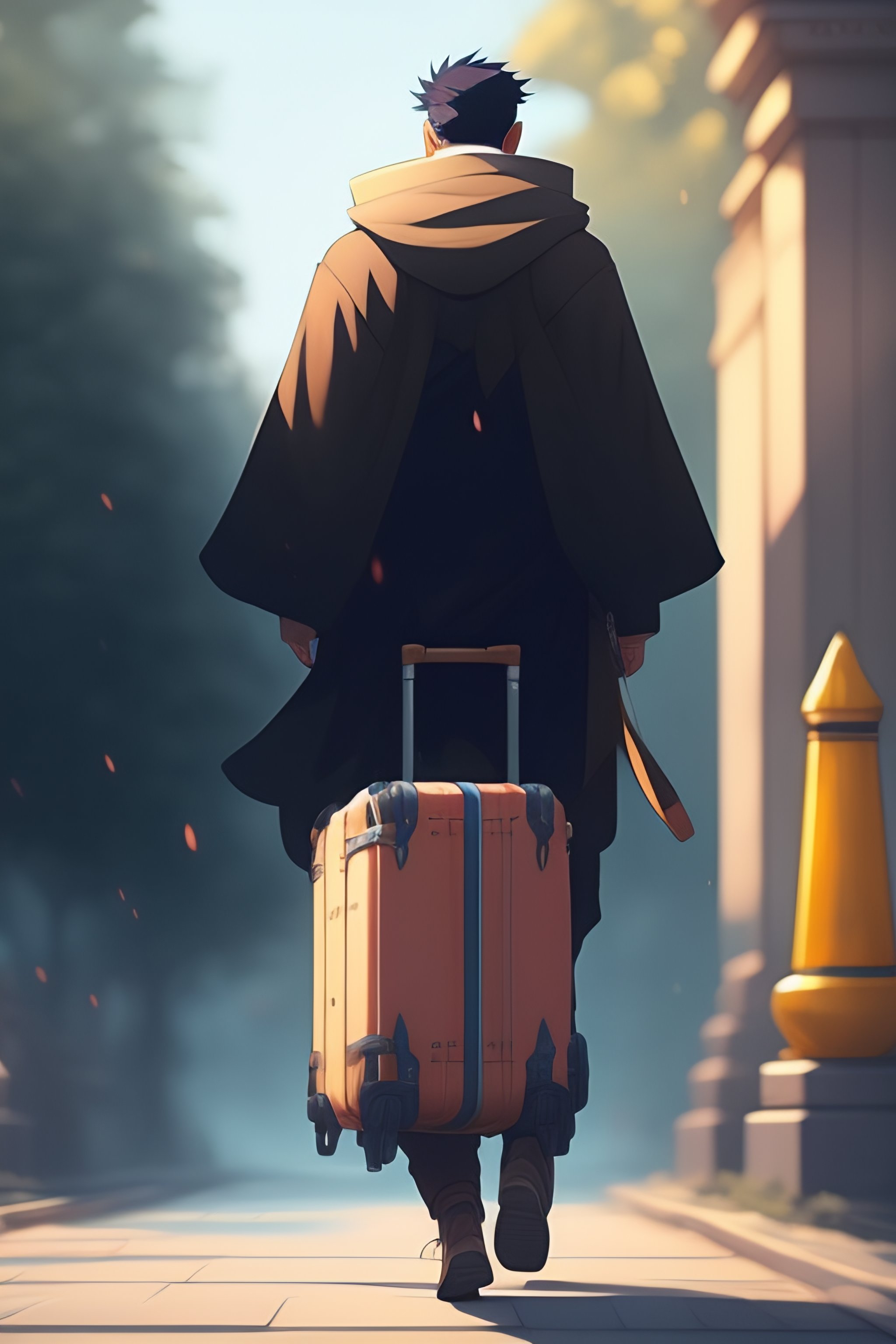 Lexica - An photo of someone carrying a heavy luggage trying to enter ...