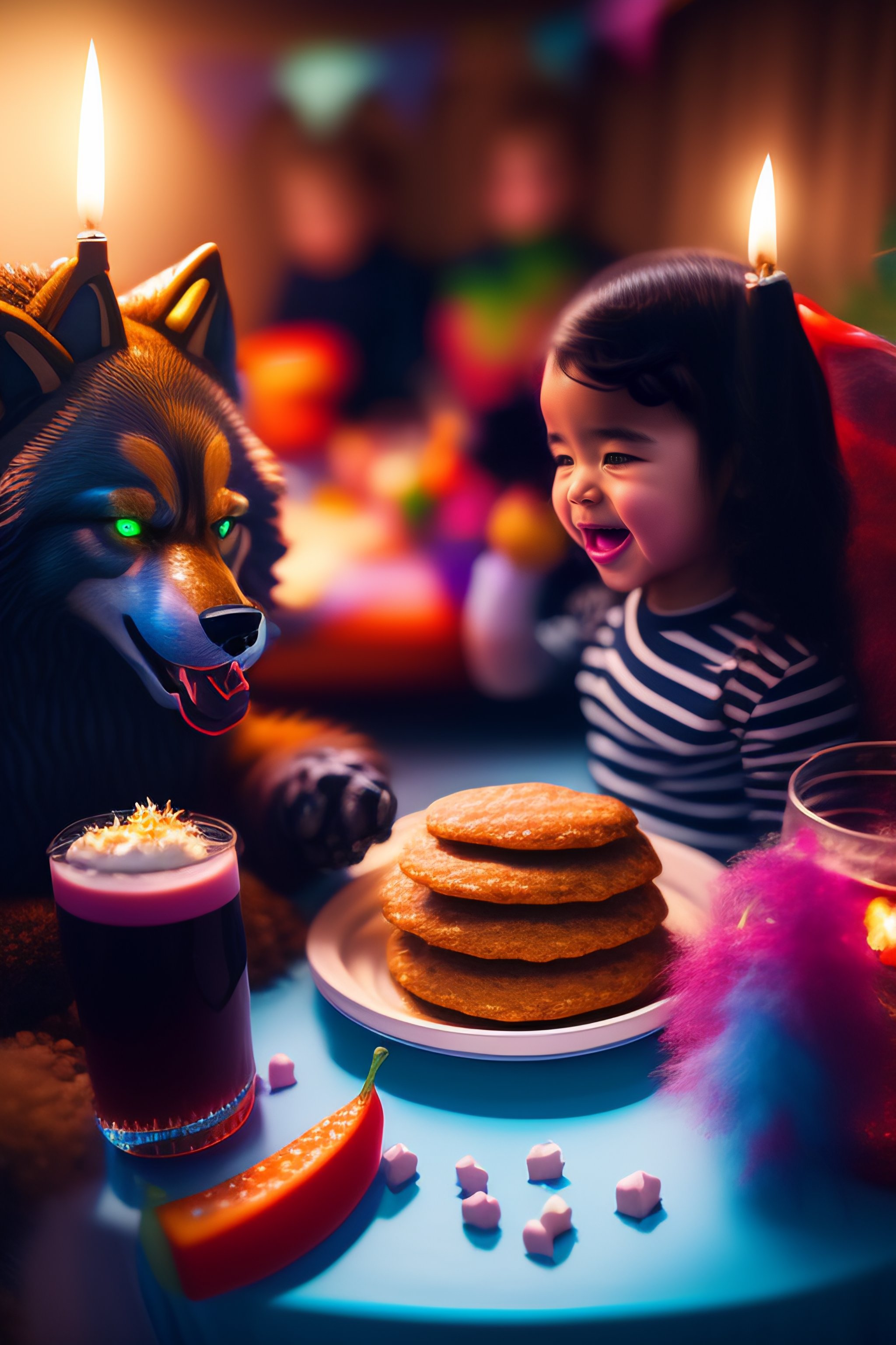 Lexica - Kindergarten werewolf party , eating realistic free star fairy ...