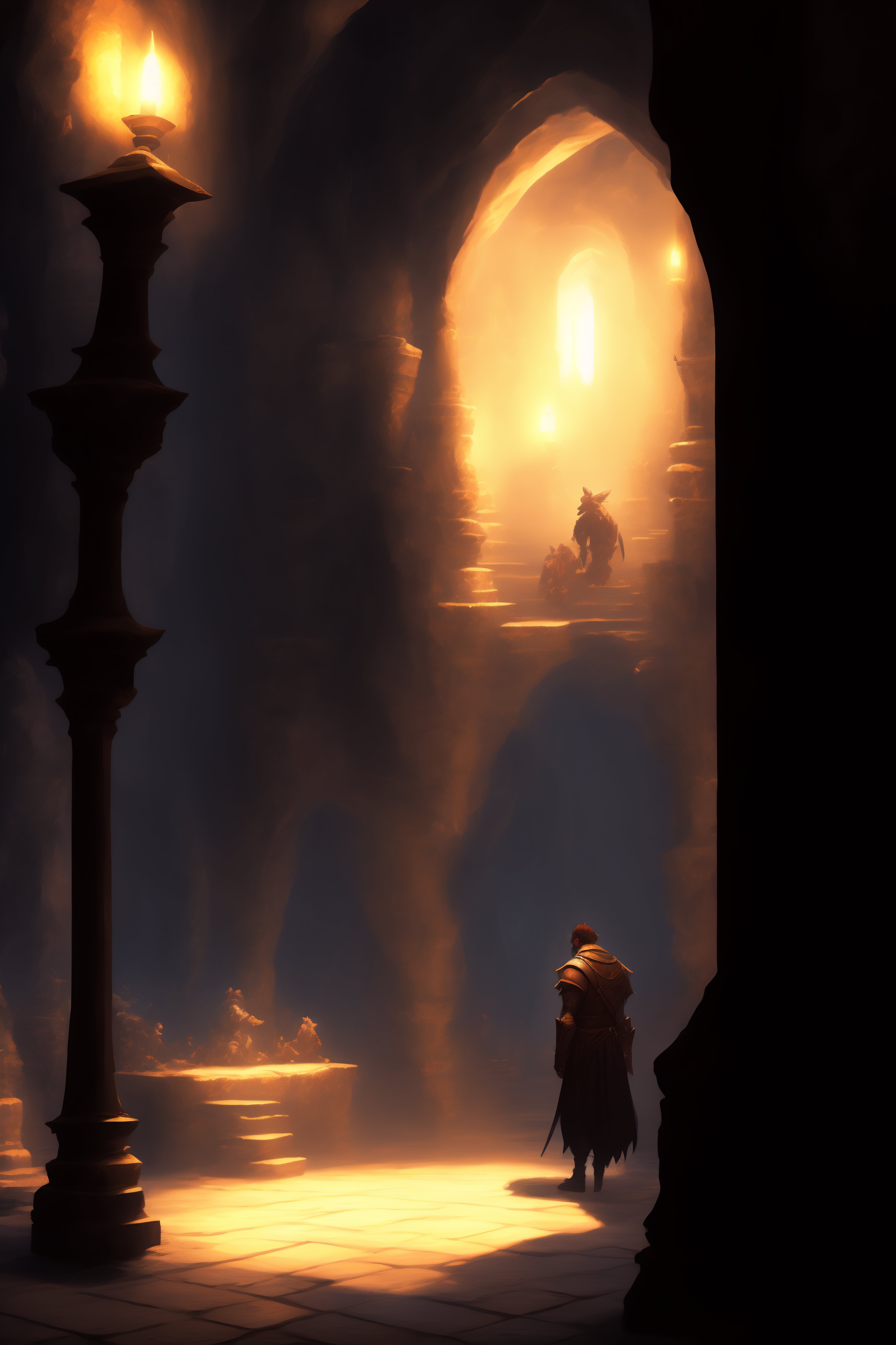 Lexica - A concept art of jail in a catacomb. a paladin knight lies ...