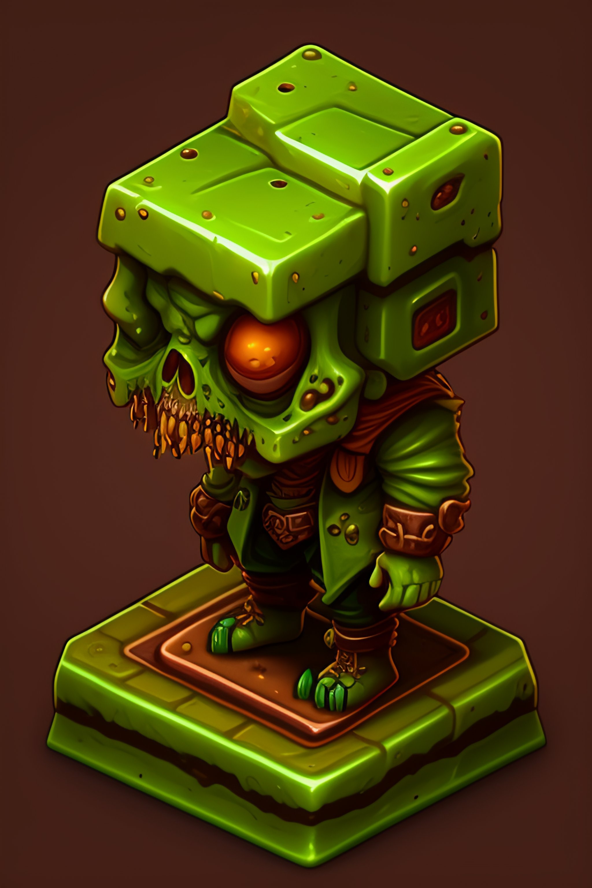 Lexica - Isometric render of a decomposing zombie greenish brown zombie ...