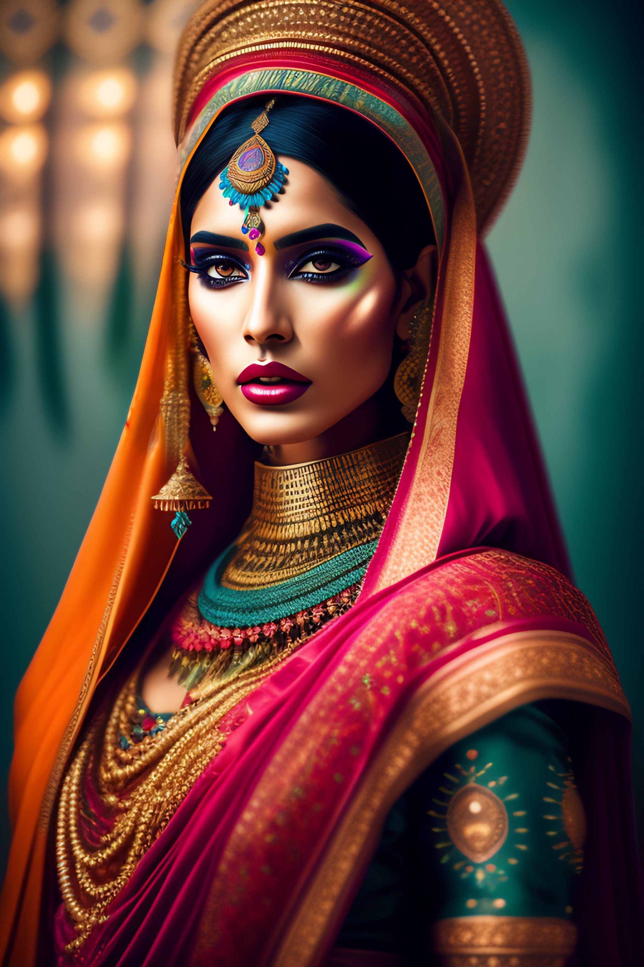Lexica - Portrait of a beautiful yemenite bride cyborg, cyberpunk ...