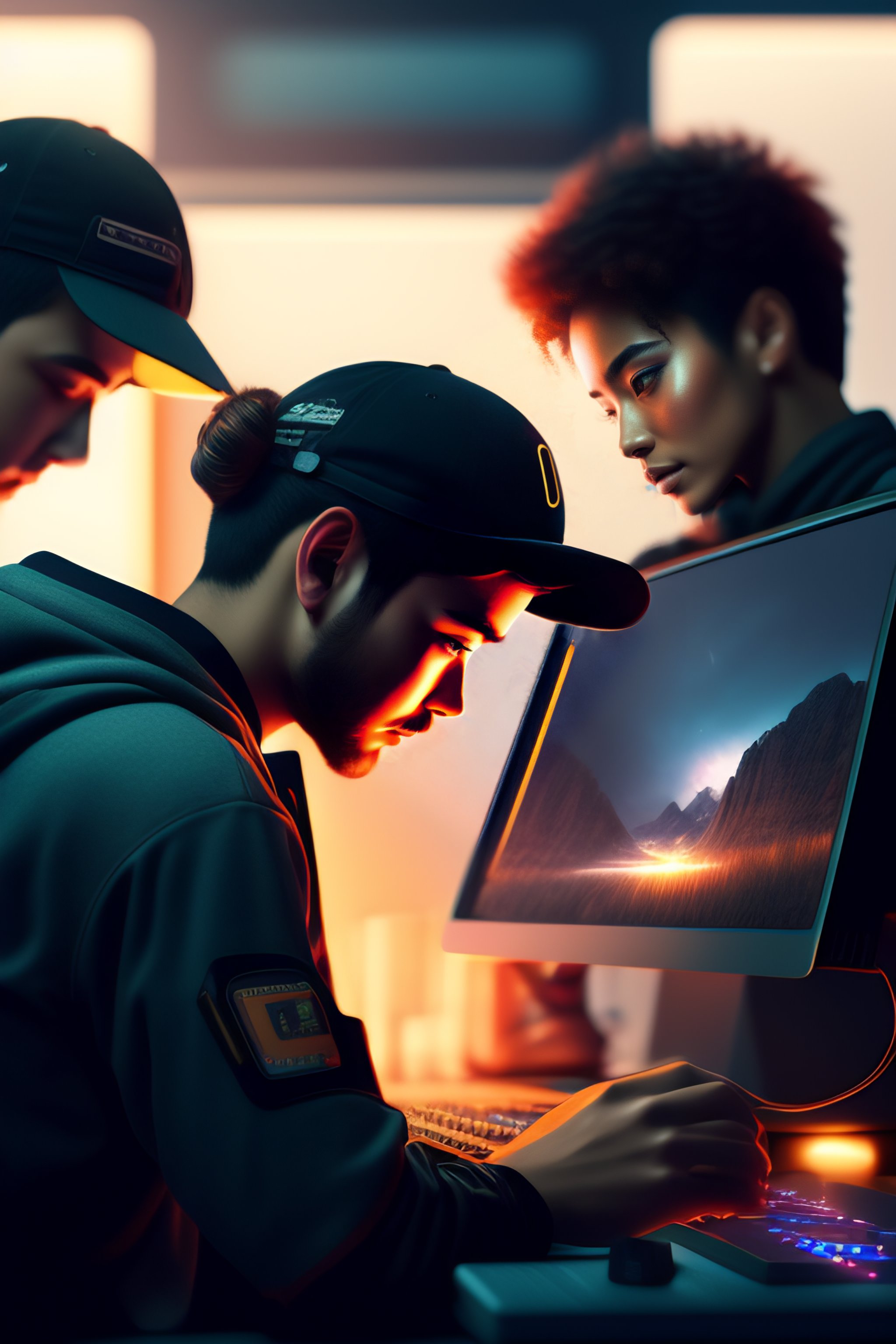 Lexica - Photography of a group of students working on their computers ,artstation trends ...