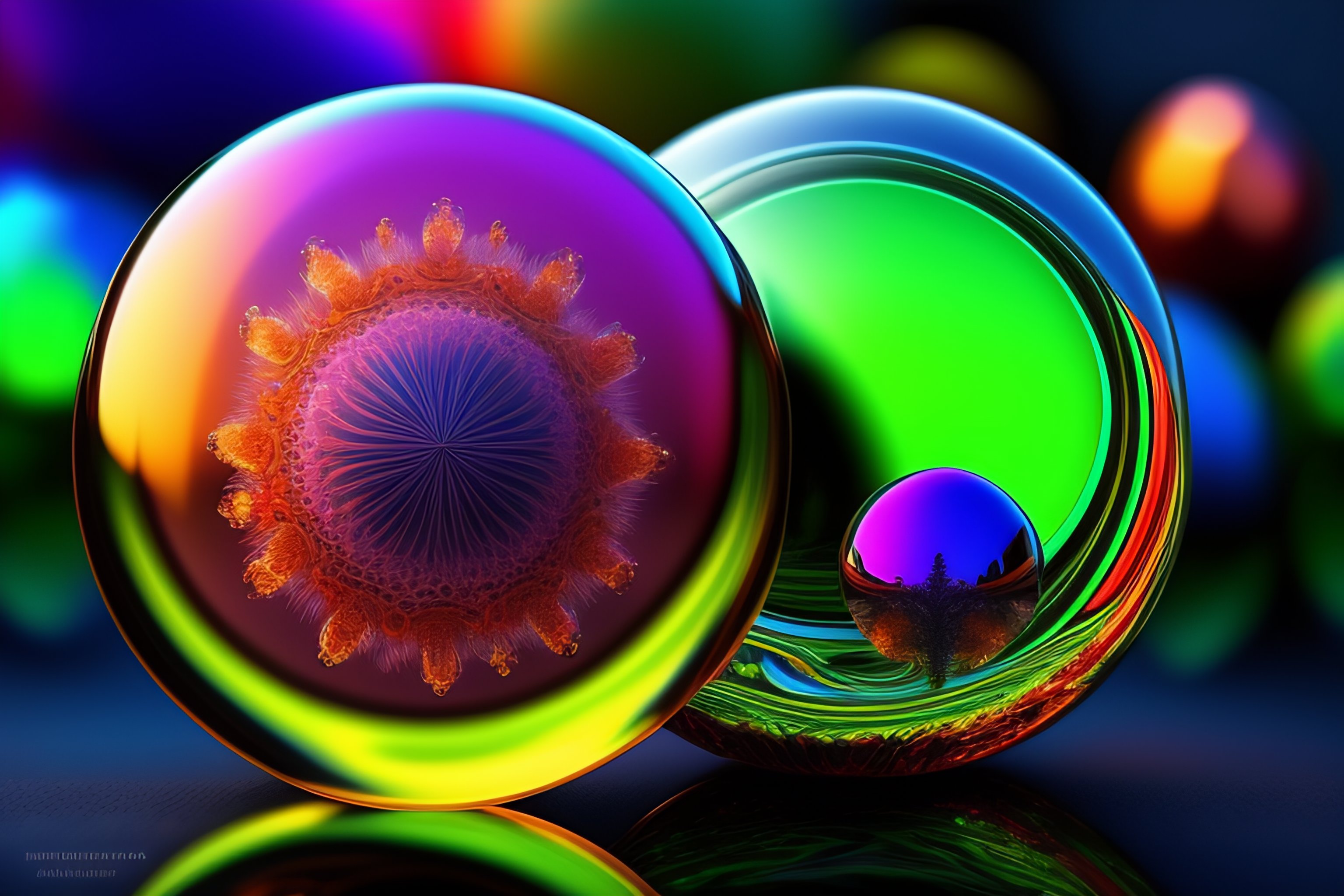 Lexica - Glass plant, micro, glass sphere, refractive, fractal, shinny ...