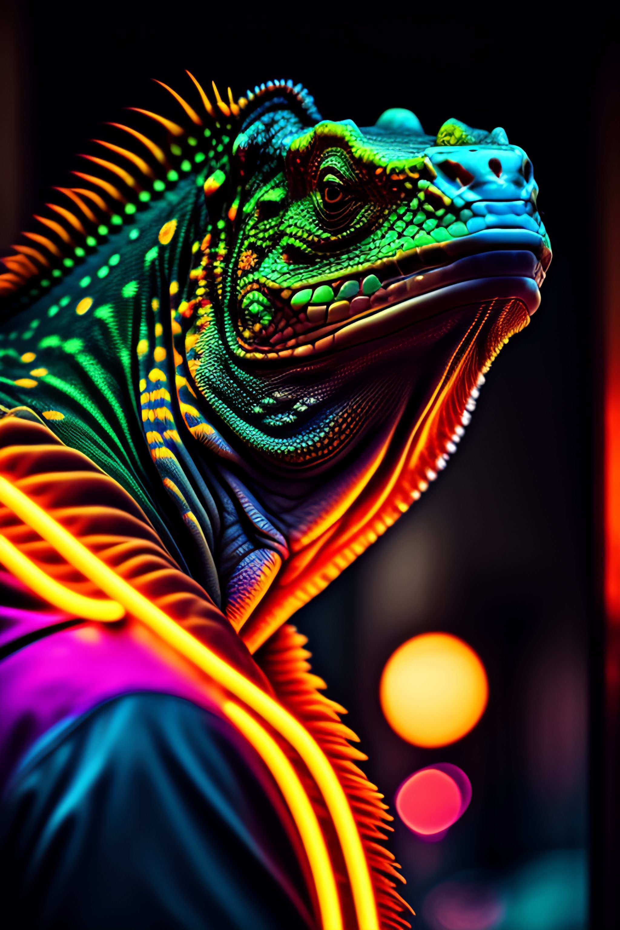 Lexica - Manly human iguana hybrid stroking chin in an attractive ...