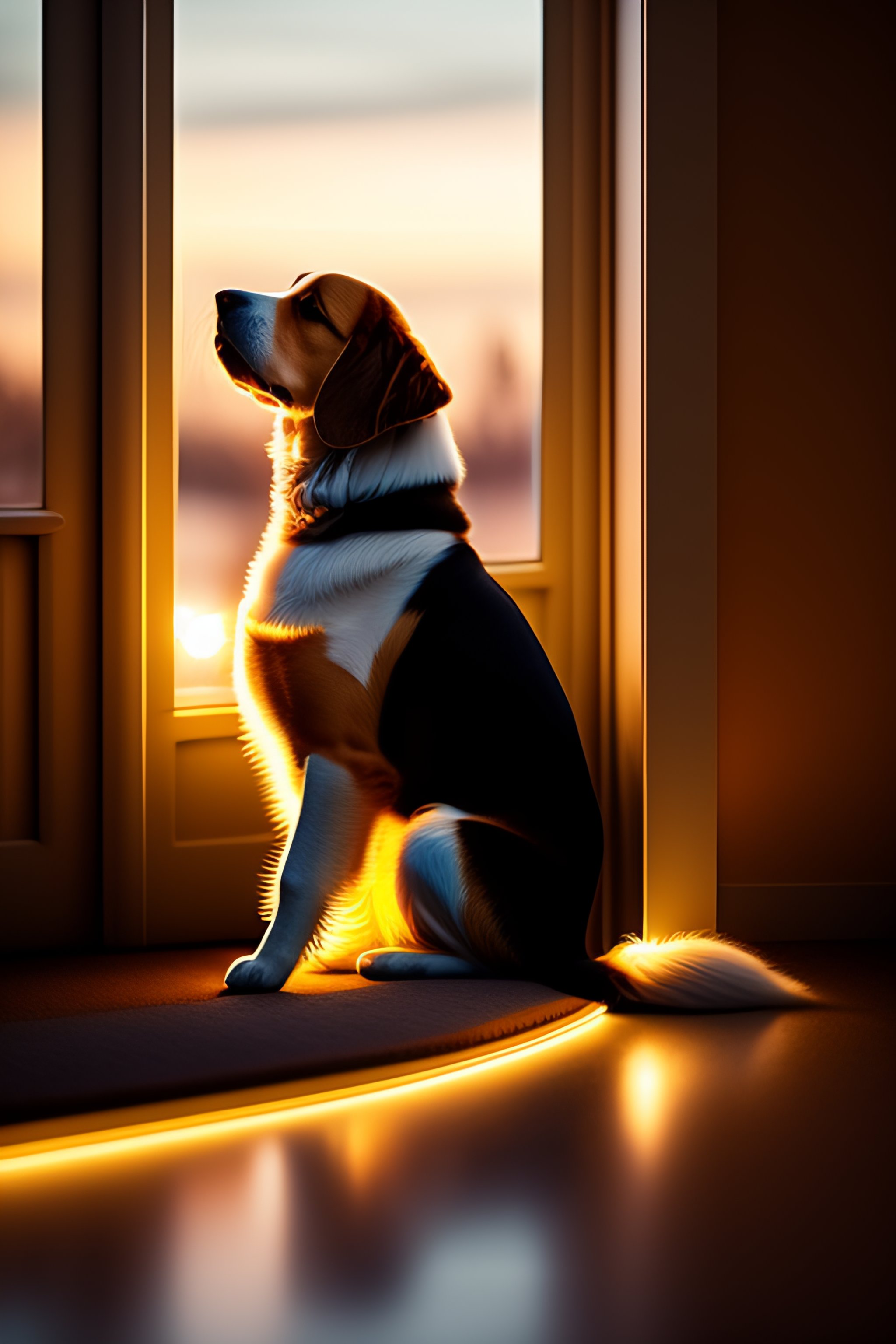 Lexica - Lines of lights, sitting dog,