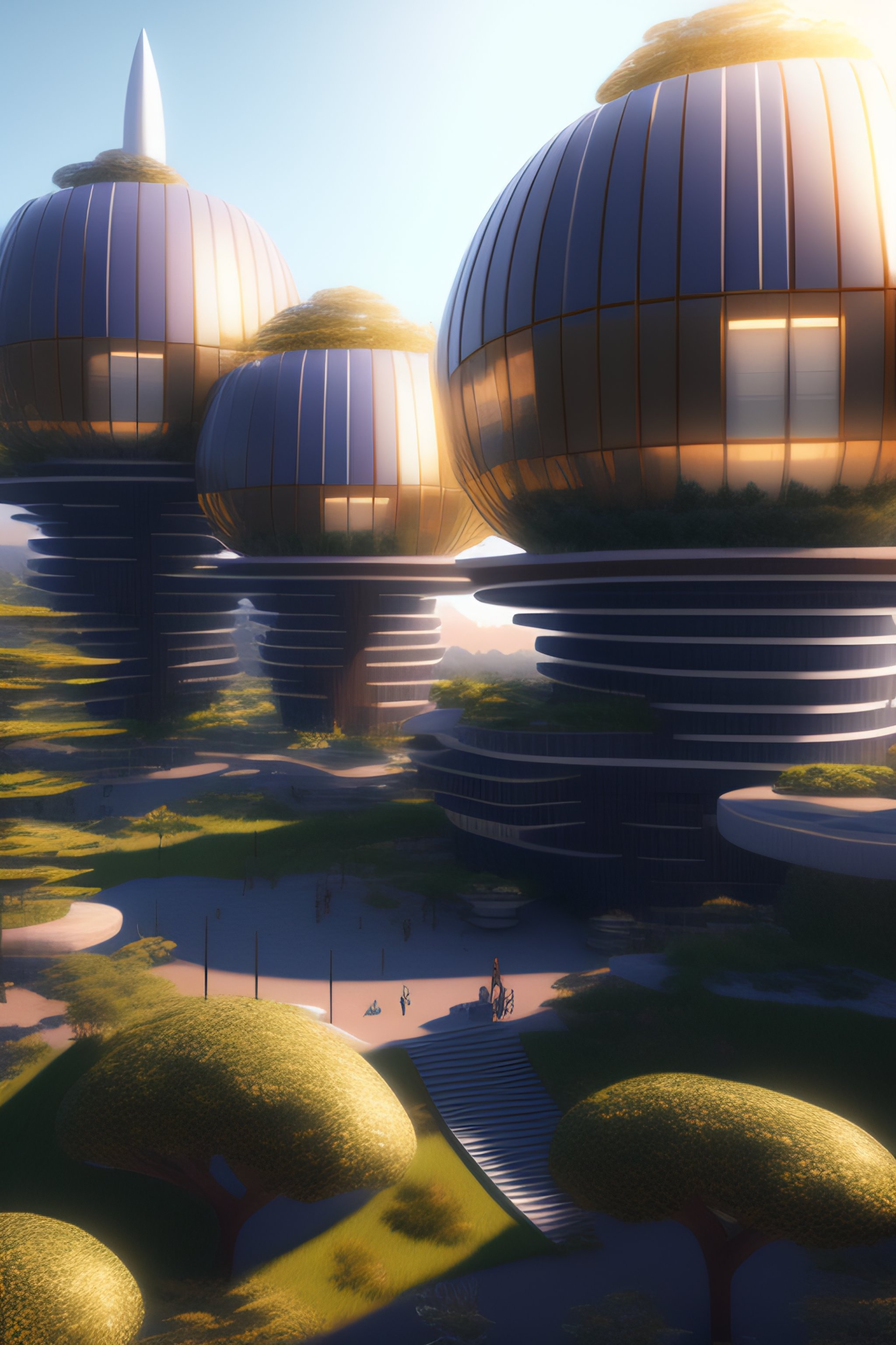 Lexica - Realistic Solarpunk utopian housing community, Japanese ...