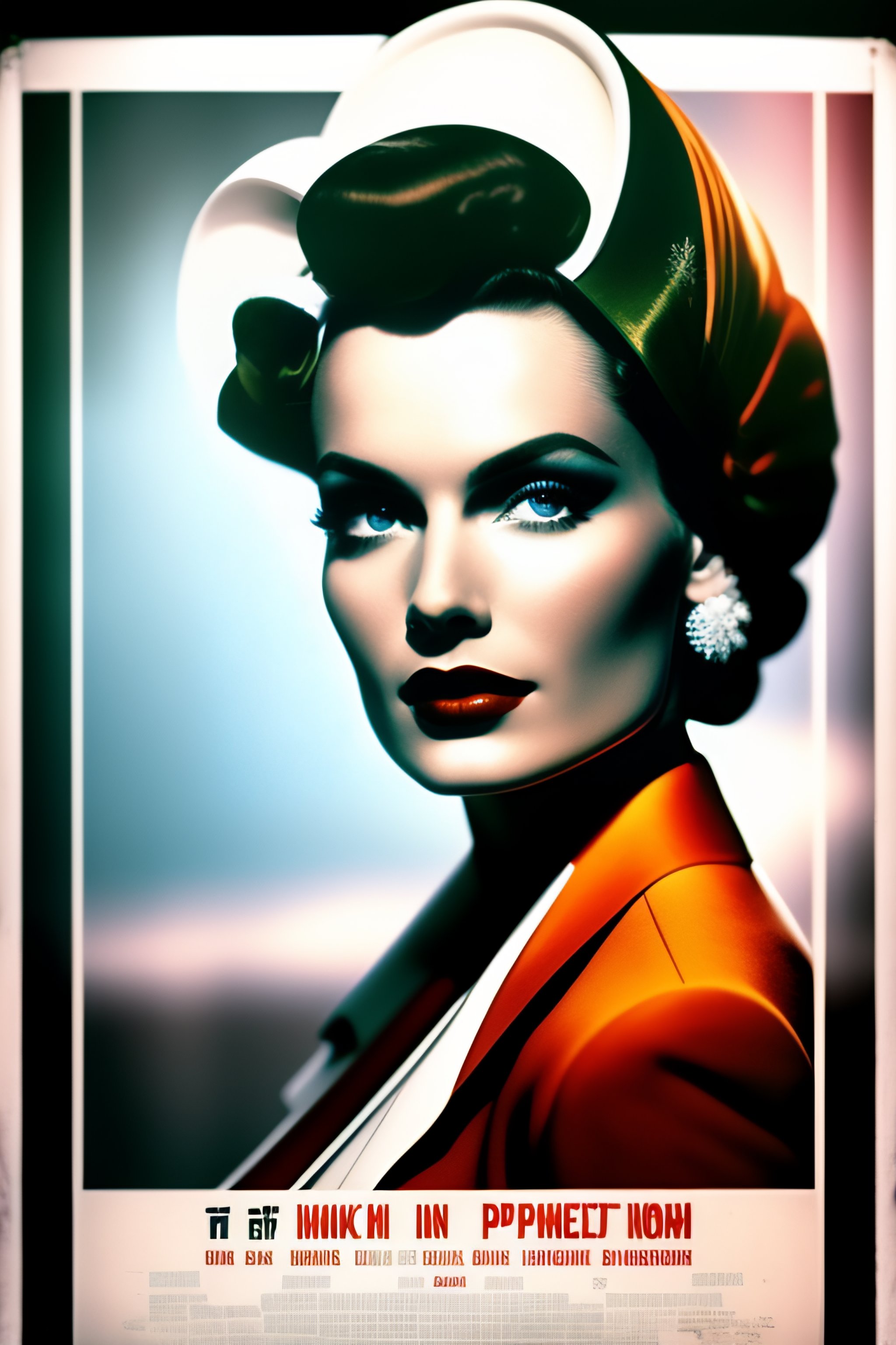 Lexica - 1950's shiny atompunk poster style, super model beautiful ...
