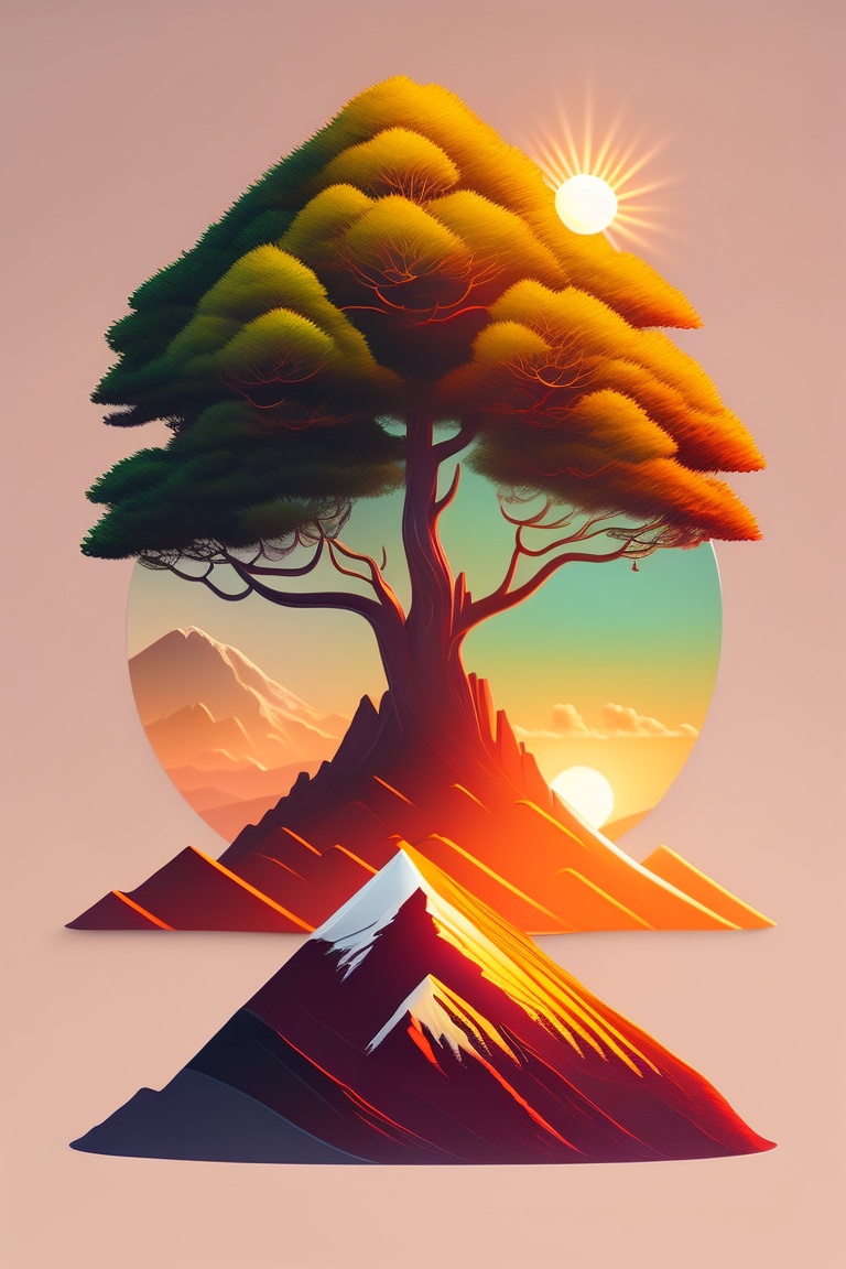 Lexica - Mountain, pain tree, sun, t shirt, high regulation