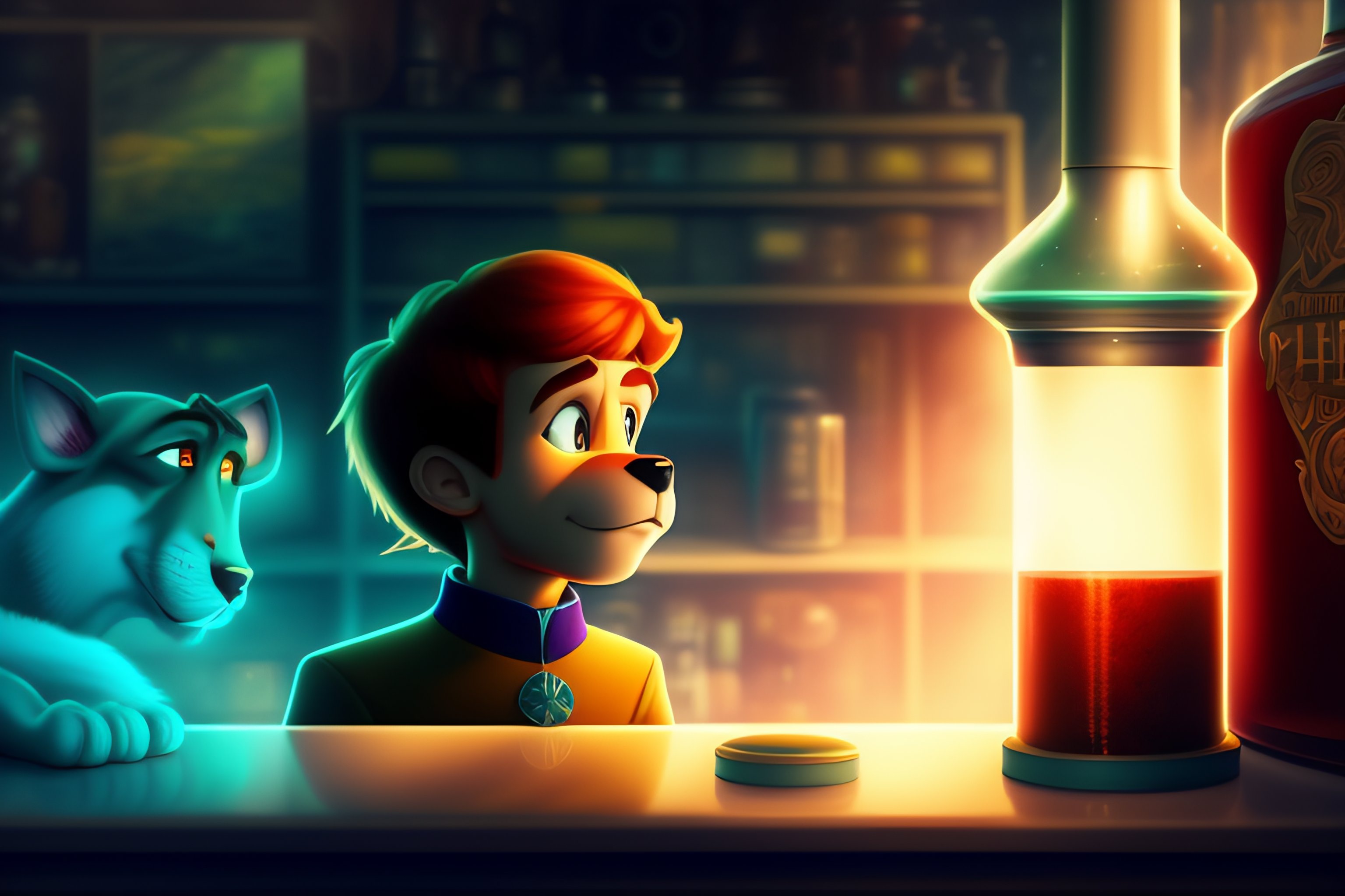 Lexica - A beautiful album cover with Scooby doo and shaggy scared in a ...