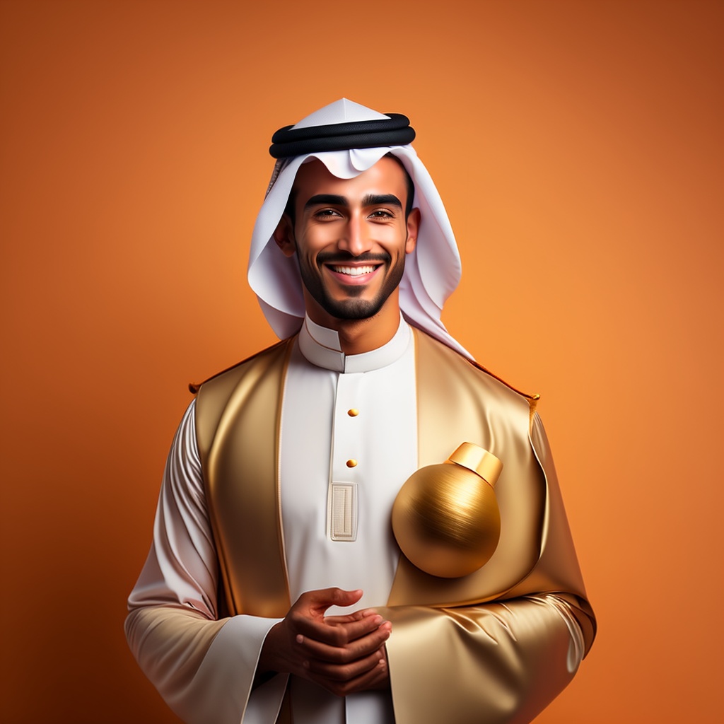 Lexica - A Saudi man, in traditional Saudi clothes, a solid color ...