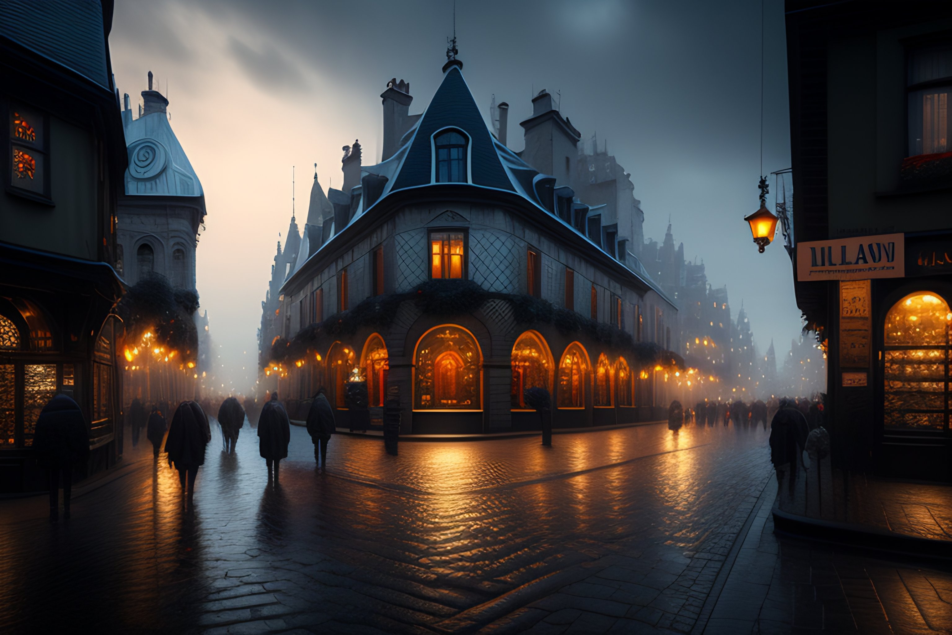 Lexica - An ultra detailed matte desaturated painting of thetown of ...