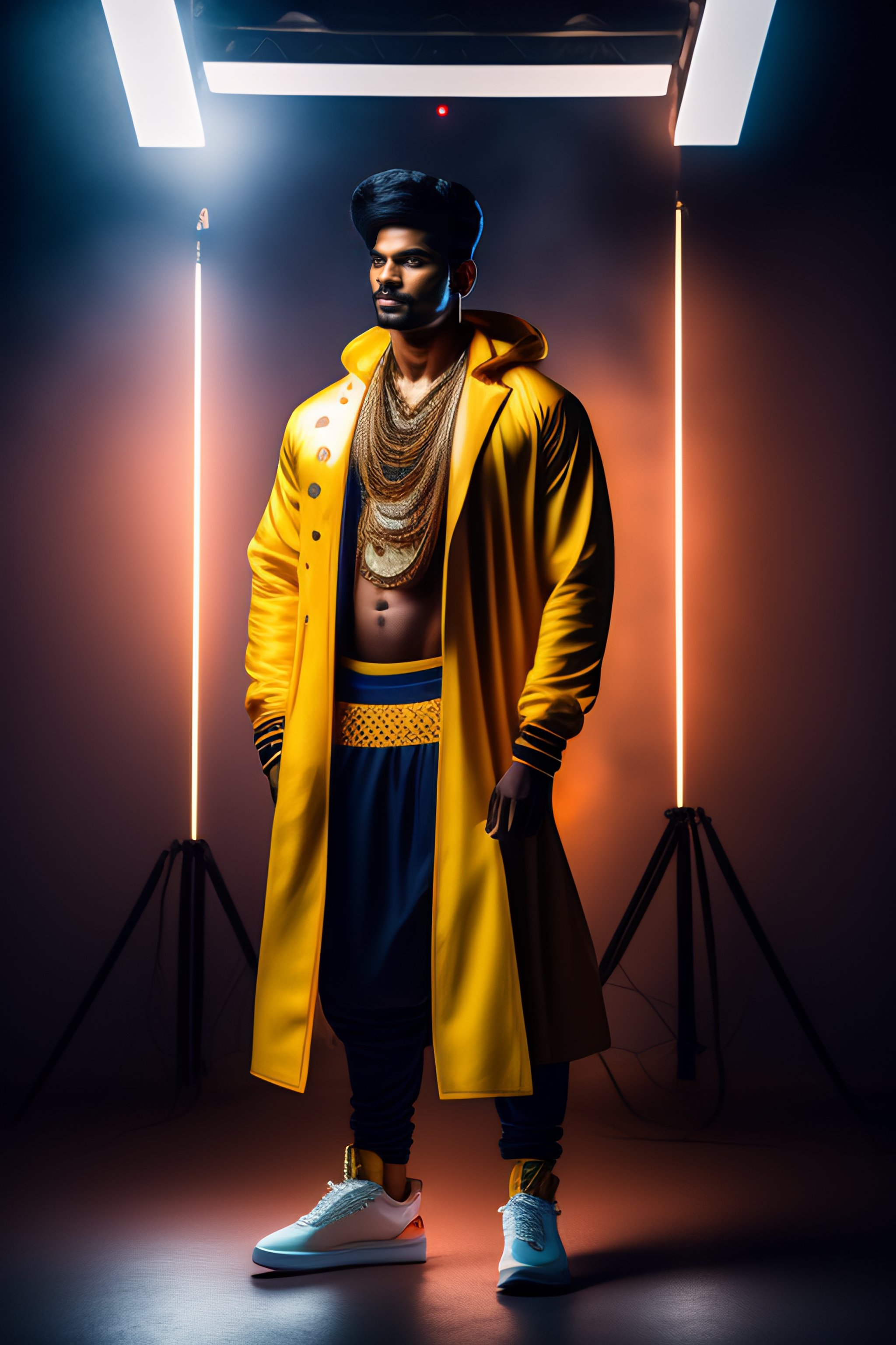 Lexica - Fashion photography of Lakshman mingu dressed in large hiphop ...