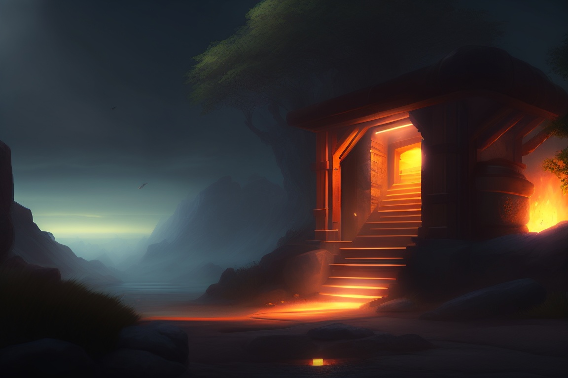 Lexica - Realistic game concept art of a mineshaft, landscape scenery ...