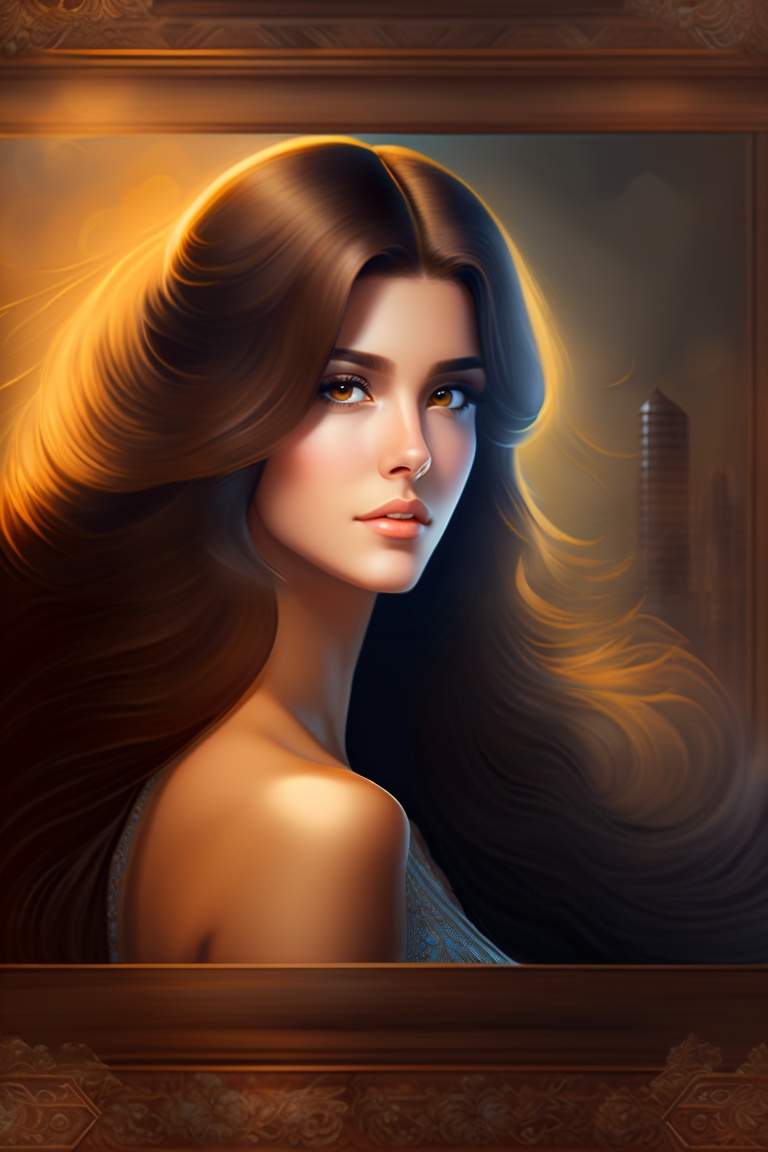 Lexica - Big, sleepy honey-colored eyes... long, round, dark brown hair ...