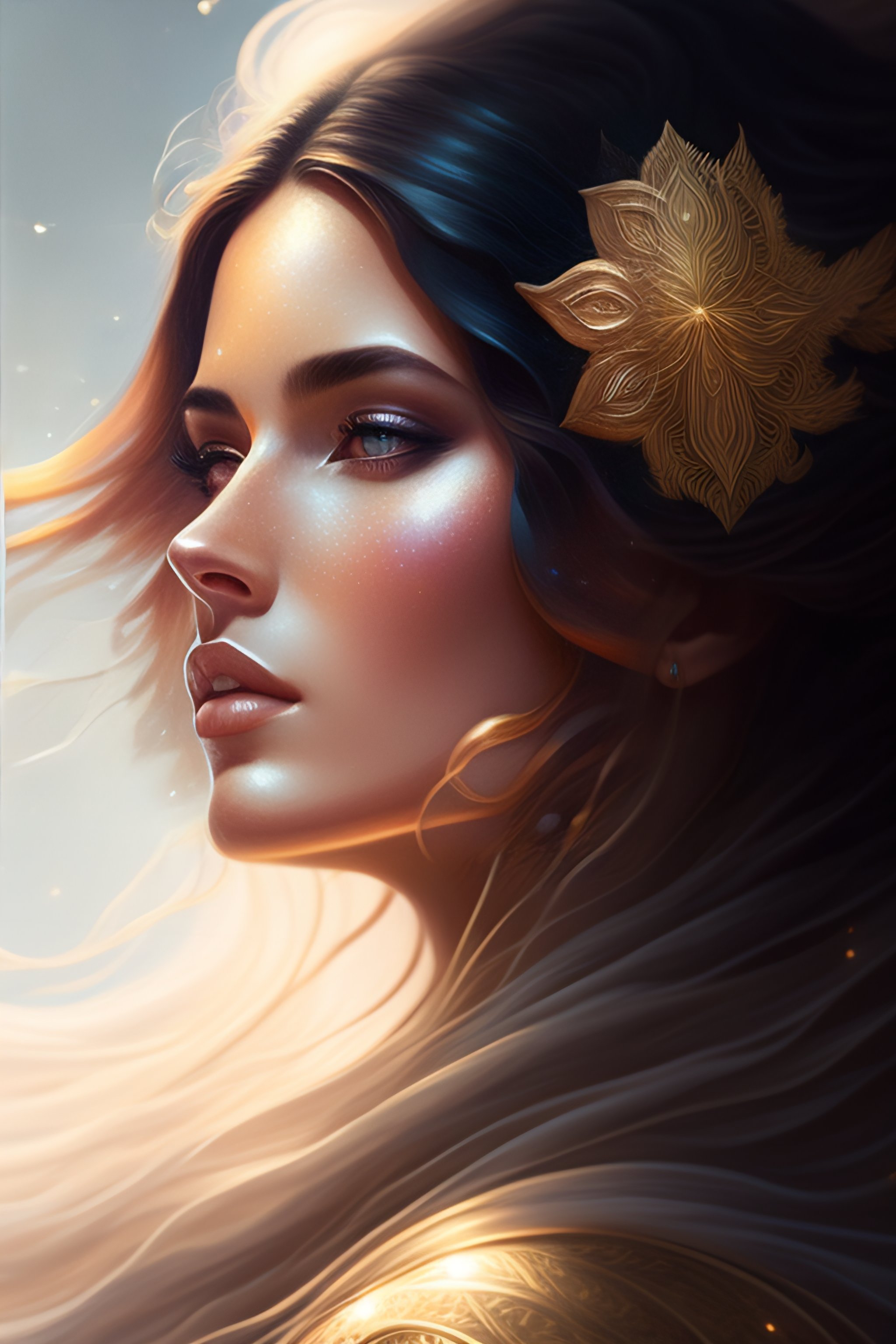 Lexica - Wind blowing sks female hair meditation celestial being ...