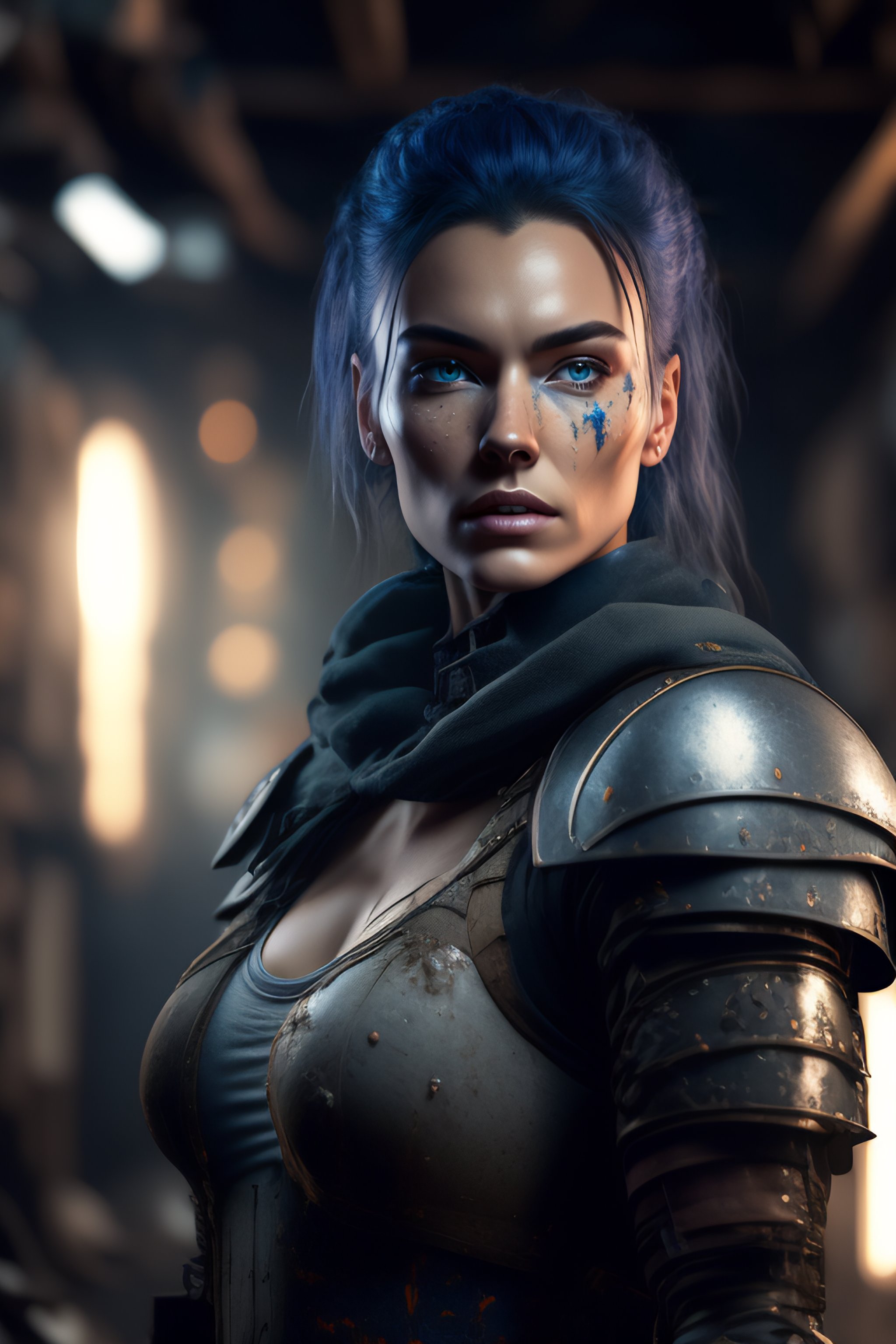 Lexica - Dark and gloomy full body 8k unity render, female cyborg, Blue ...