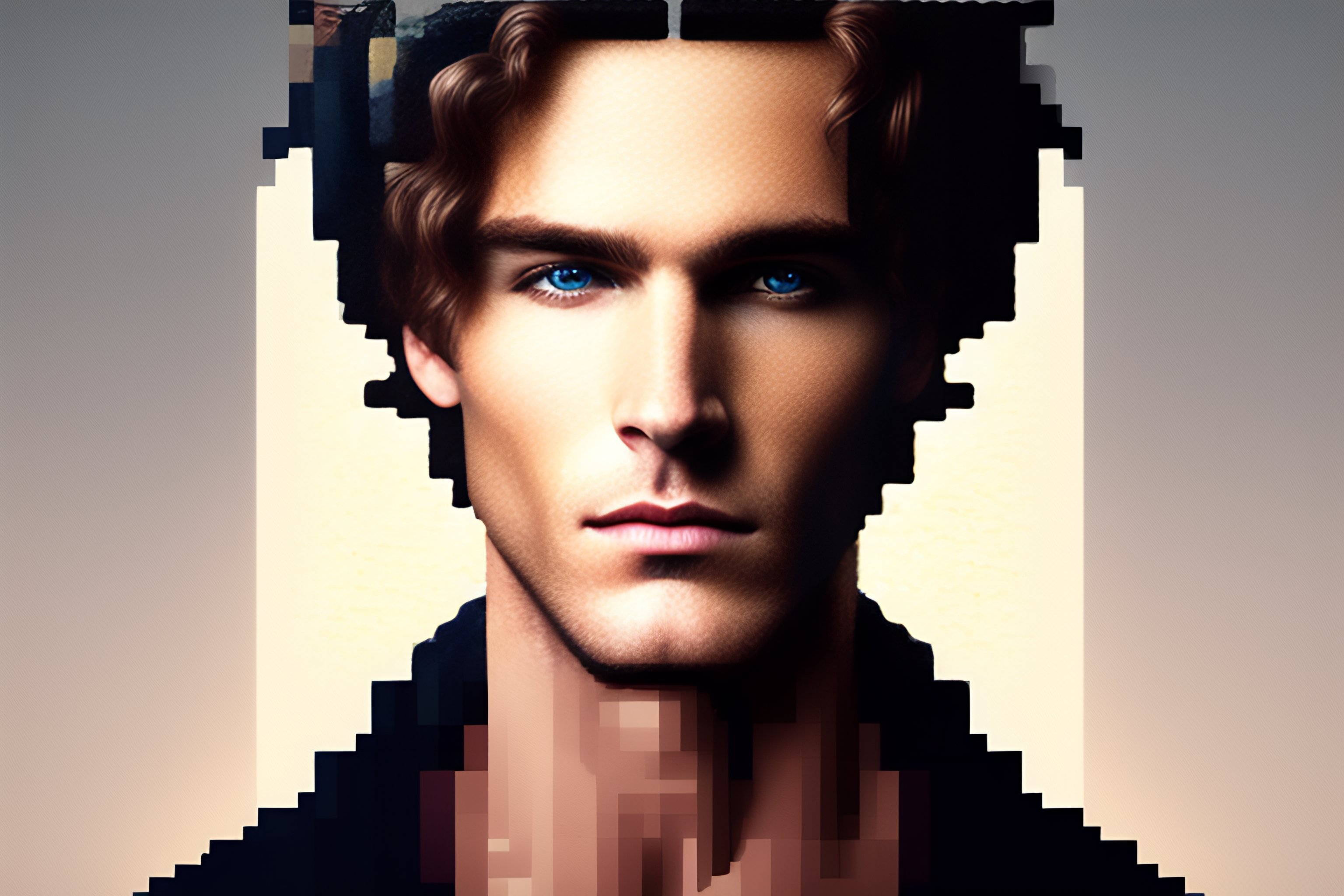 Lexica - Man with long curly hair curved face pixel art good definition