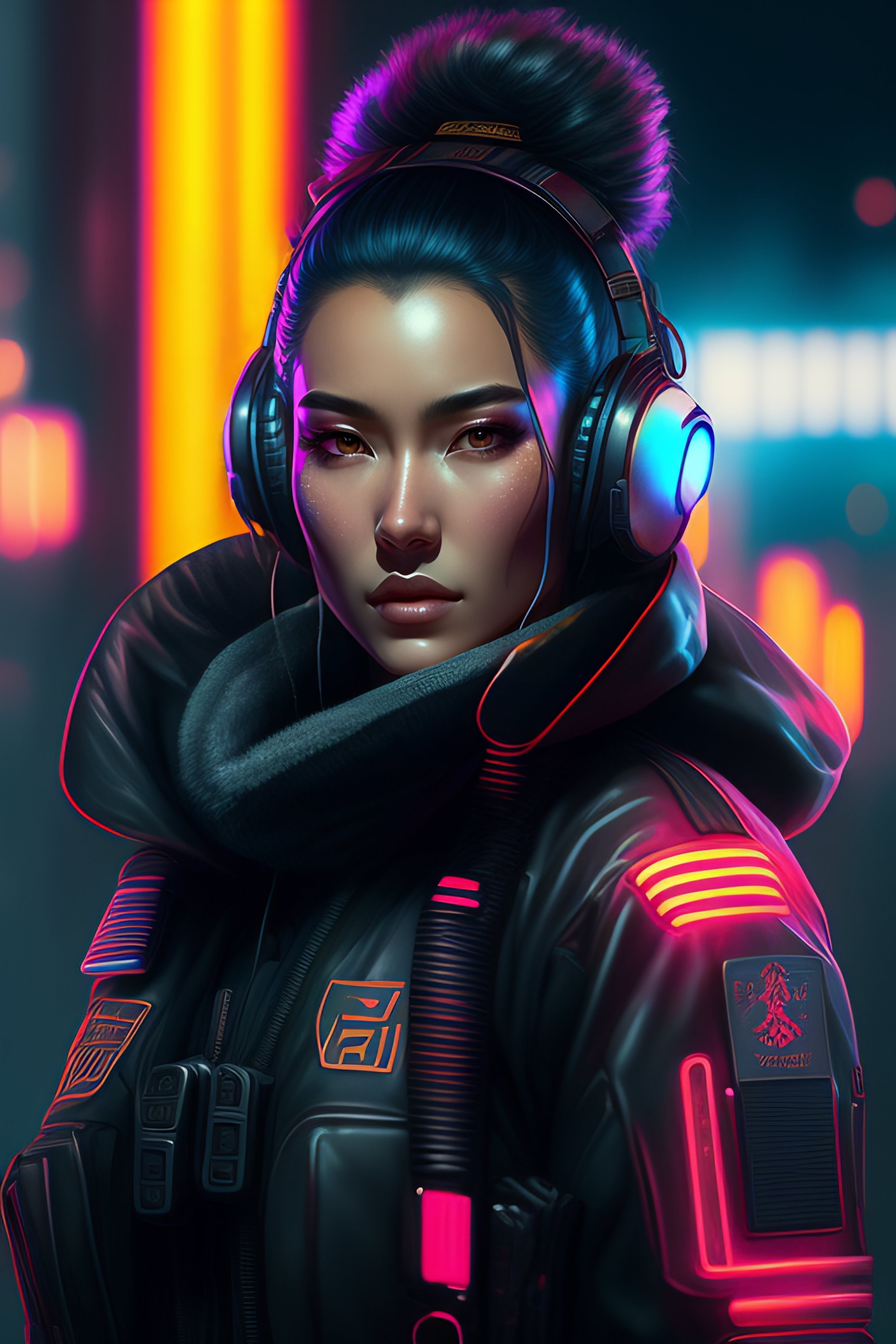 Lexica - Detailed portrait neon female swat officer, cyberpunk ...