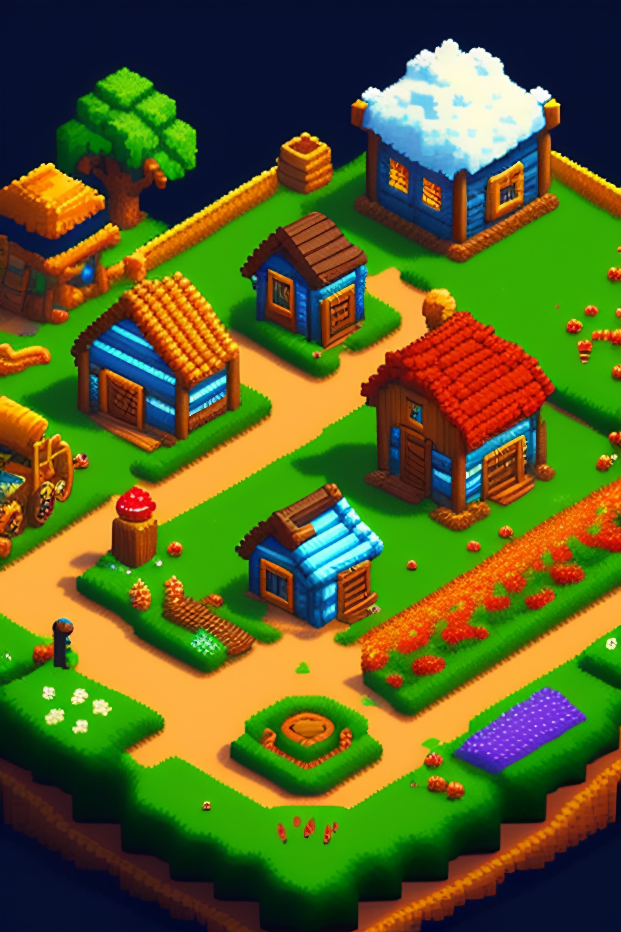 Lexica - Isomorphic pixel art farmville