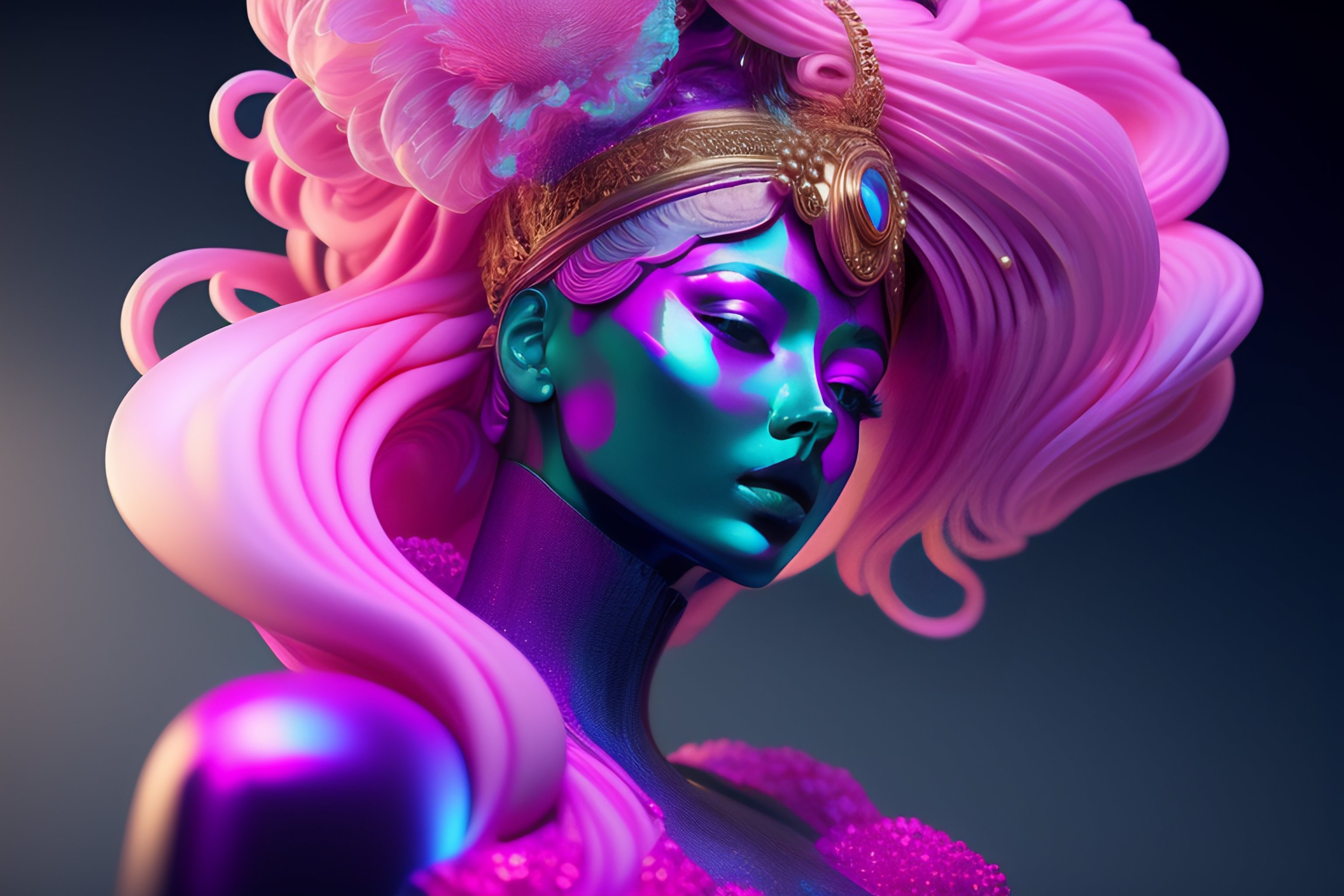 Lexica - Epic 3 d abstract sculpture, perlin mesh liquid headdress, 2 0 ...