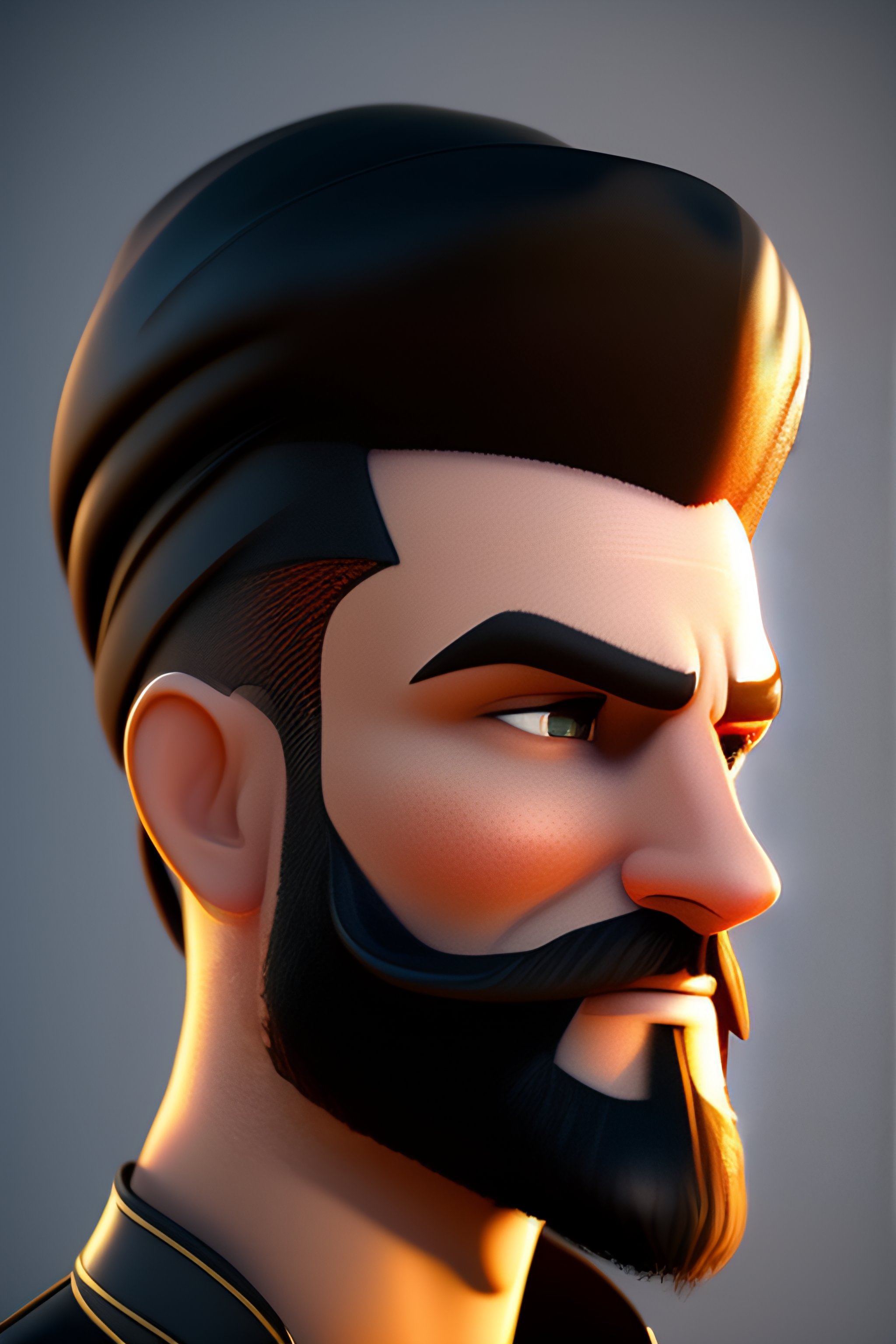Lexica - Bald with beard in black zipper top, pixar style, 3d style ...