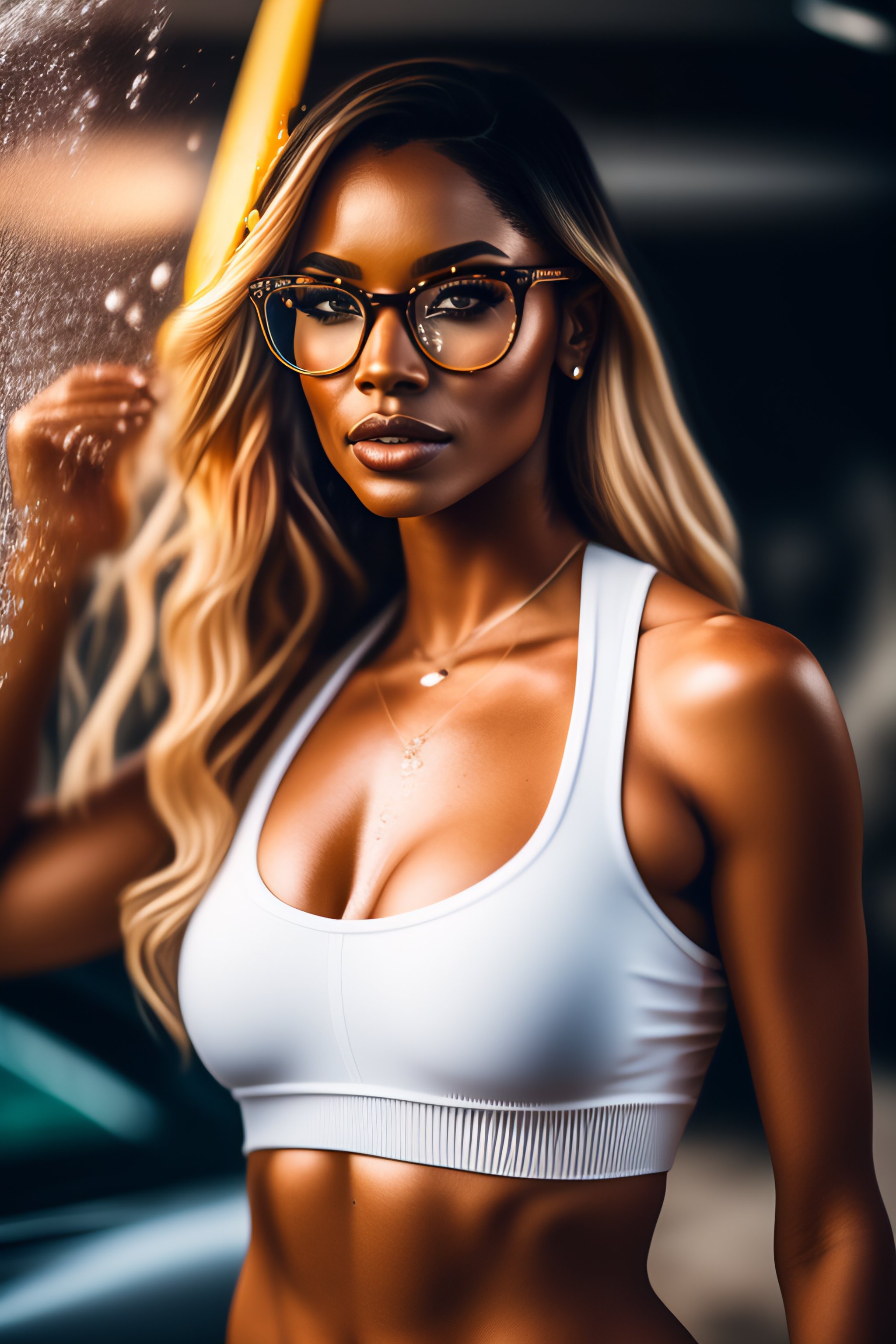 Lexica - Full body photo of shapely caramel female prettylittlething model teacher wearing ...