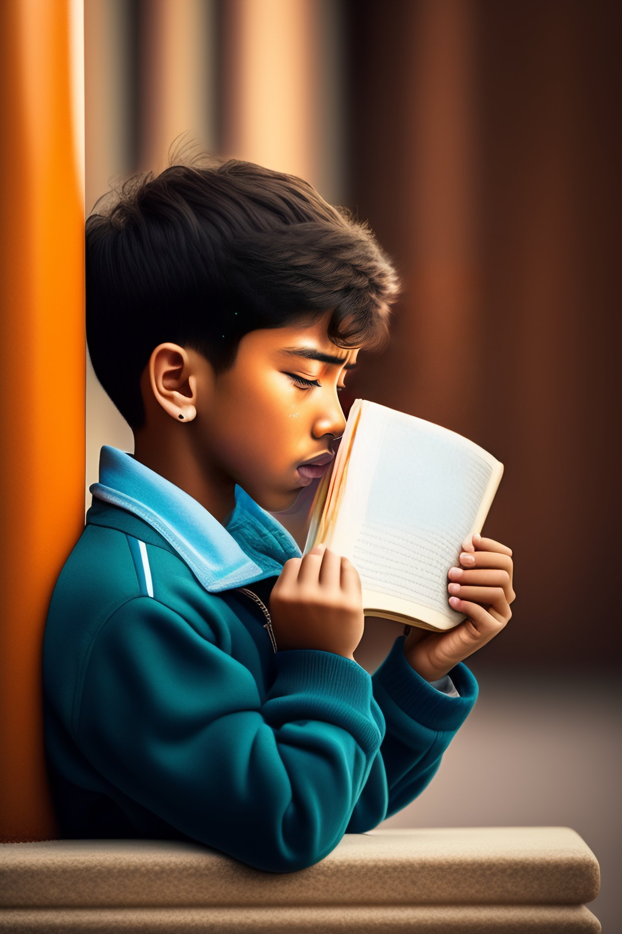 Lexica - Depress student crying with his book,