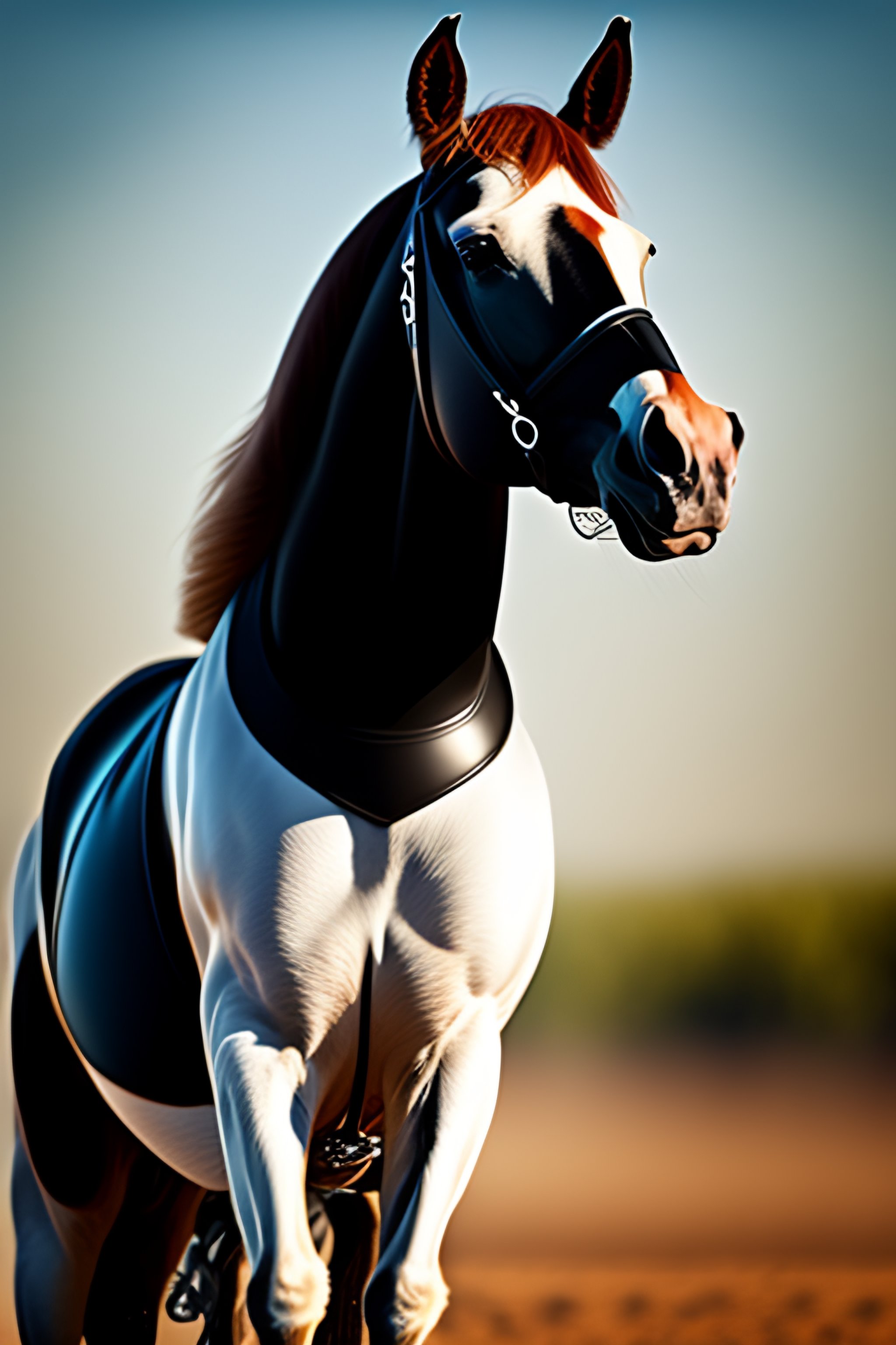 Lexica - Picture of a happy horse with riot gear