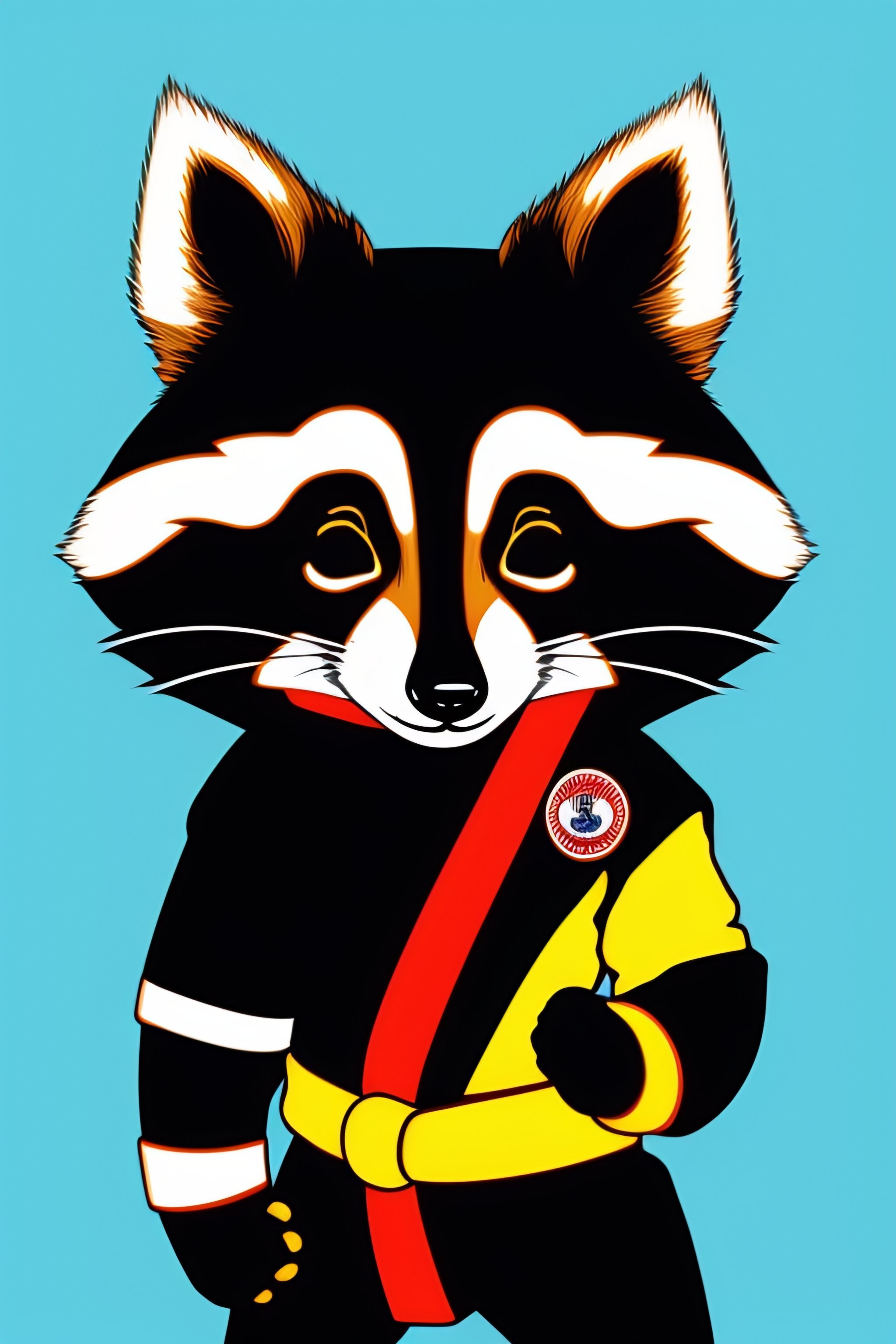 Lexica - Cartoon raccoon, in karate uniform, very detailed, sharp focus ...