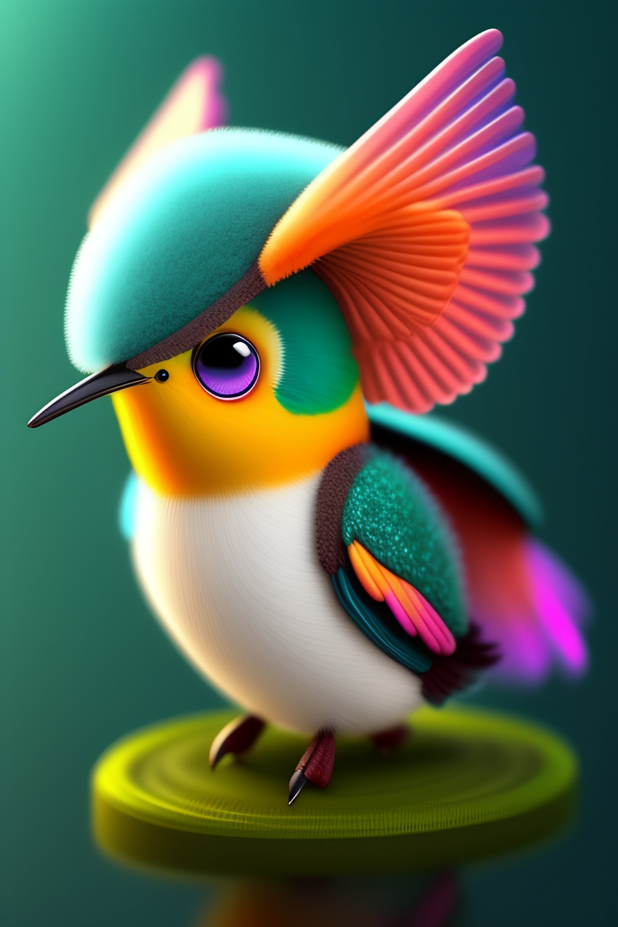Lexica - A cute, fun-loving, fluffy cartoon hummingbird named jiffy ...