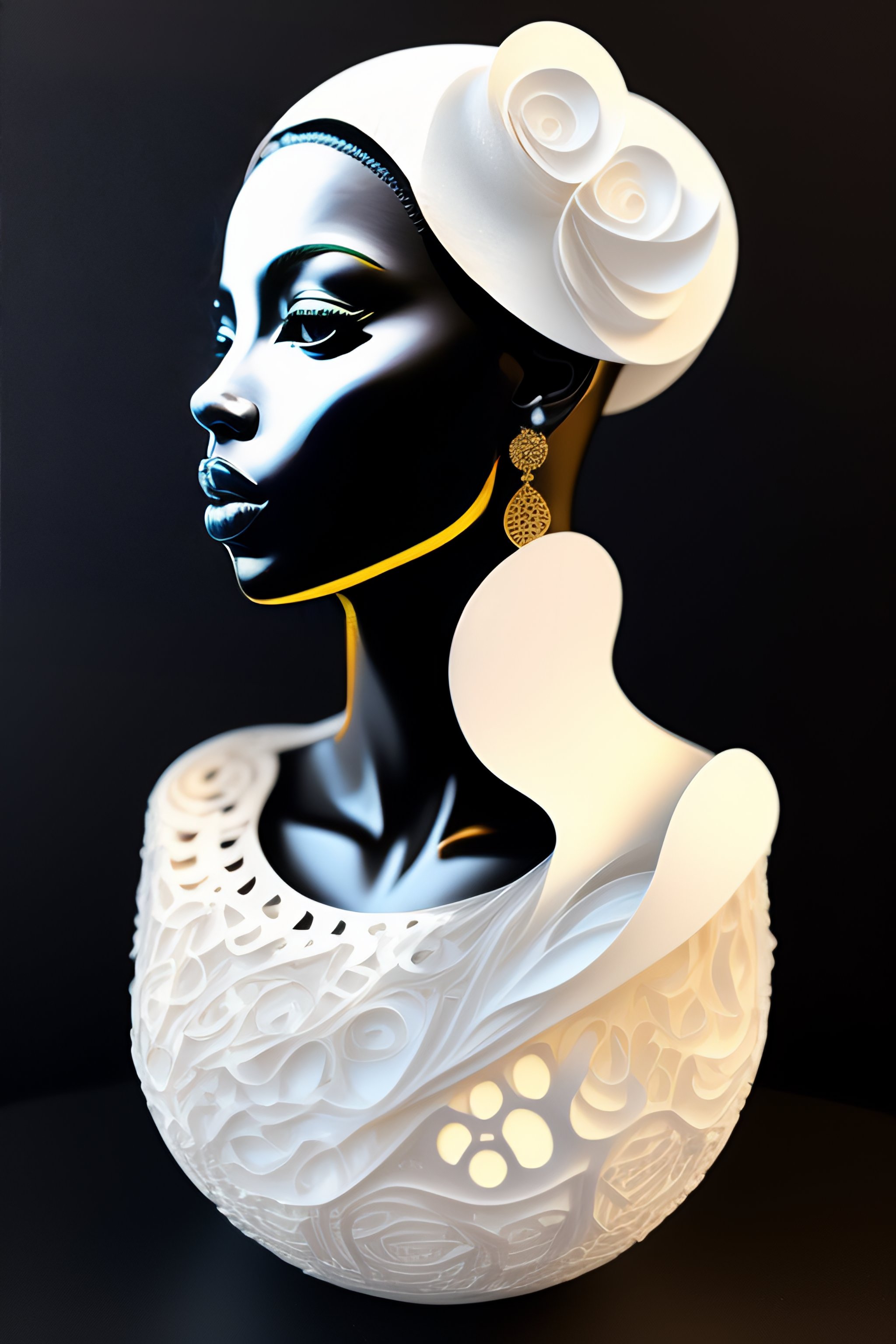 Lexica - White cut Paper sculpture black woman