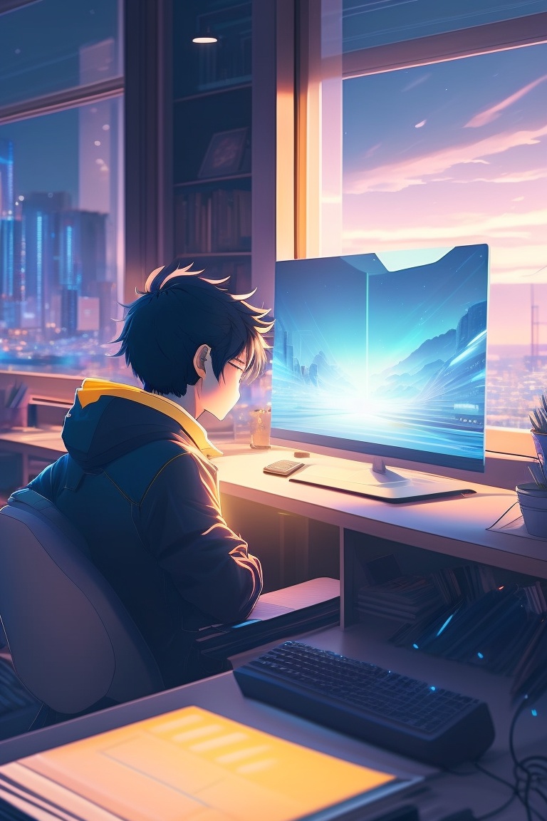 Lexica - Create a high resolution artwork of lofi ,Anime boy is graphic ...