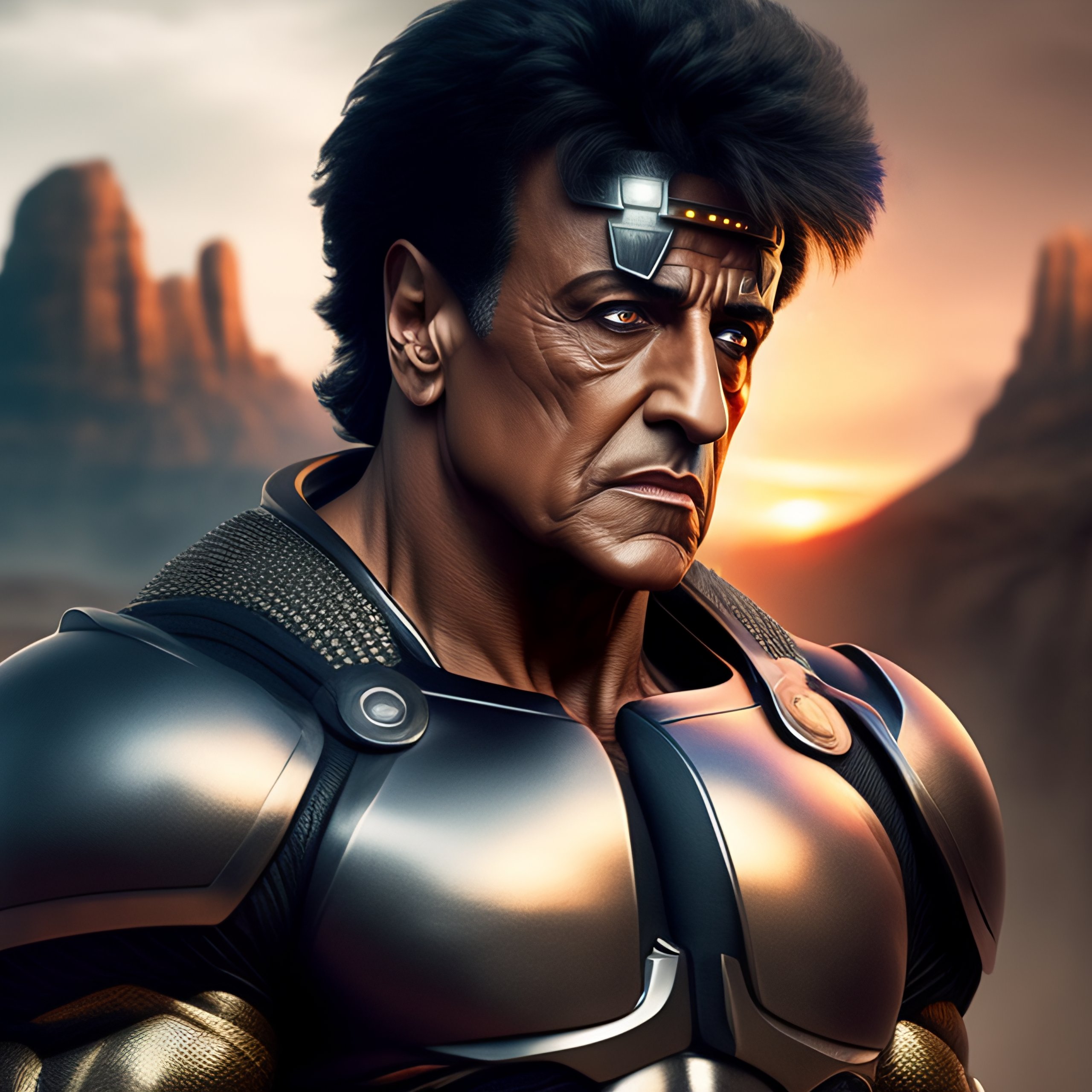 Lexica - Cyborg old sylvester stallone rock, part robot, futuristic ...