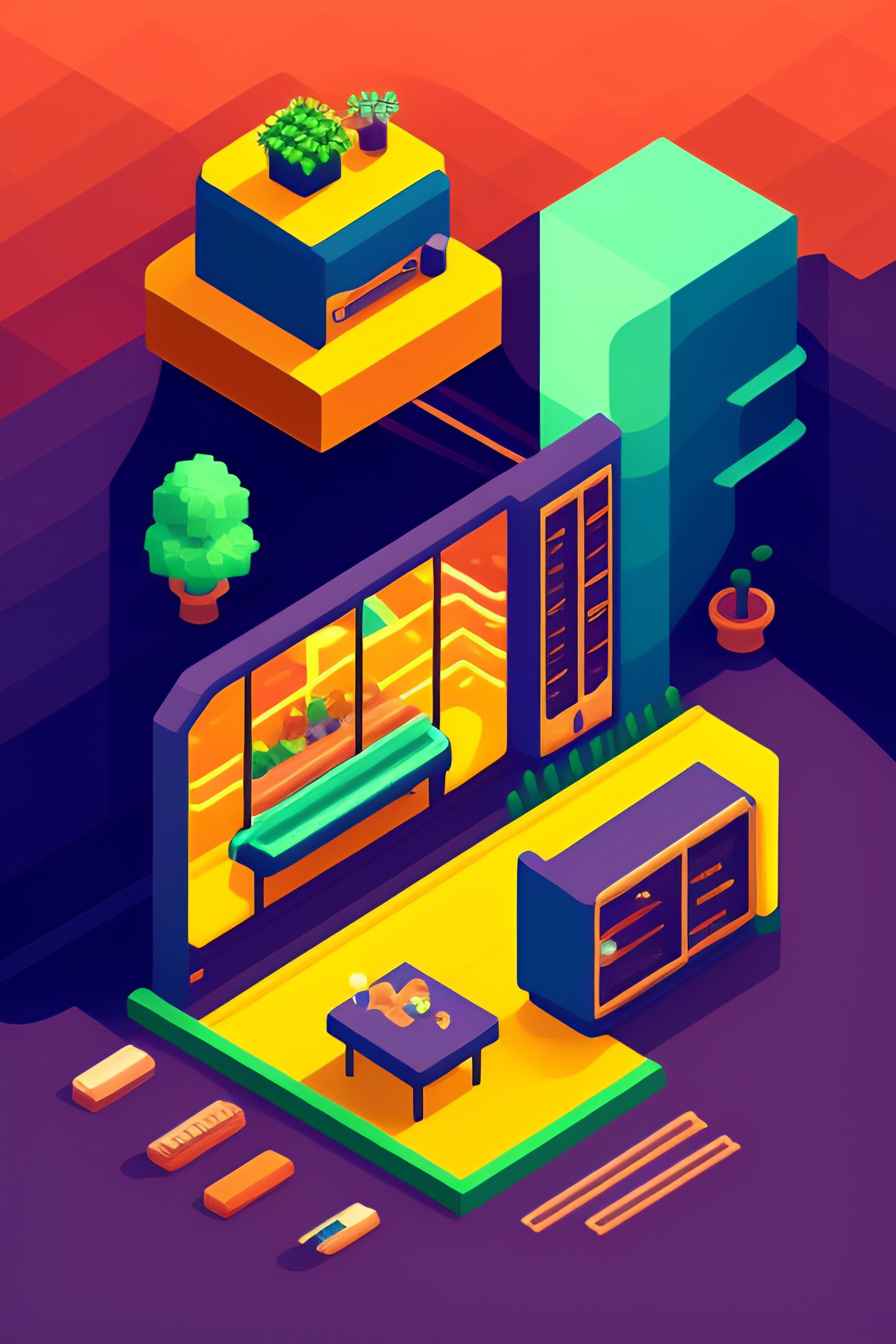 Lexica - Isometric clean pixel art image of outside of cute design studio