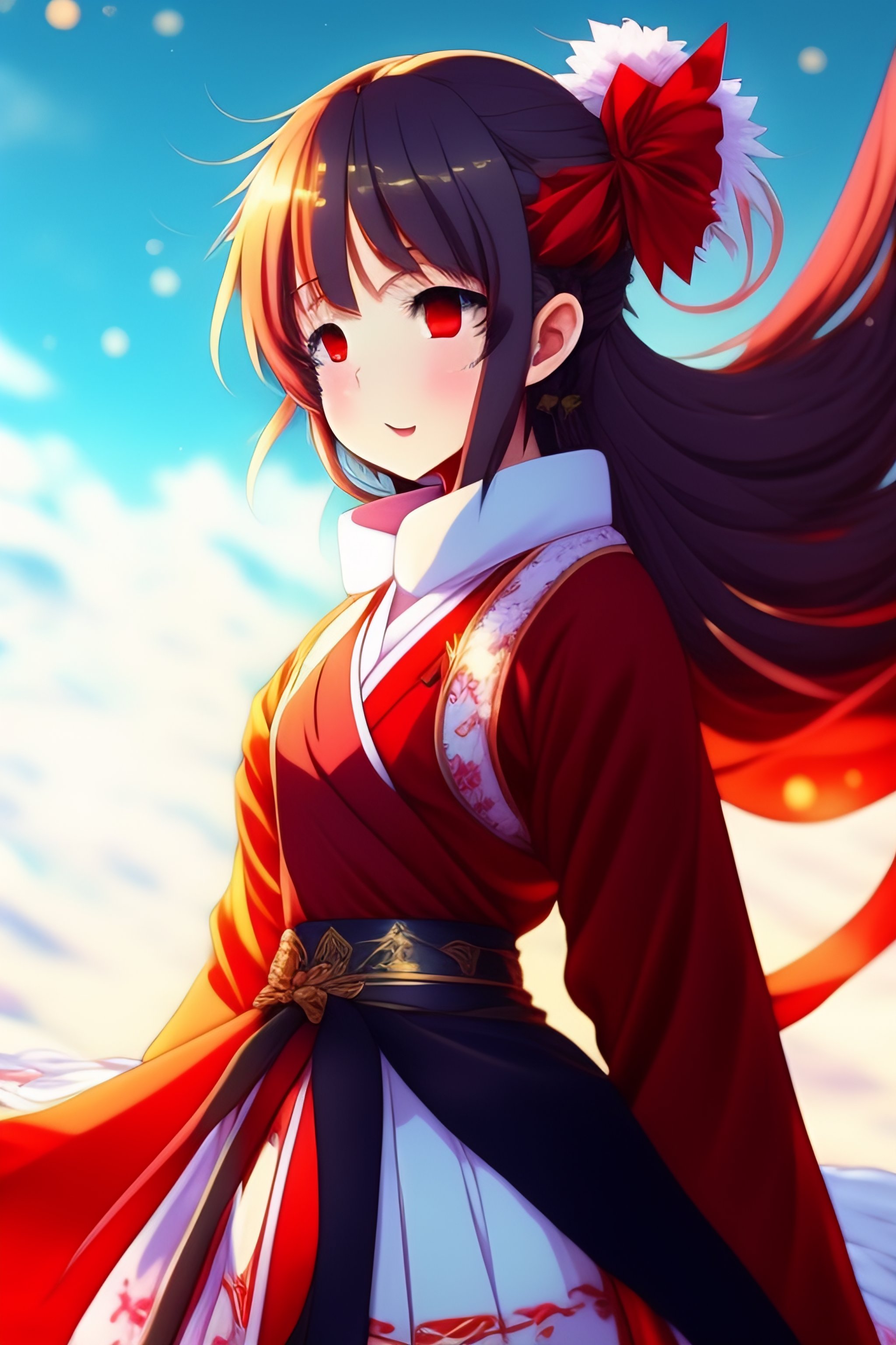 Lexica - Anime style man, hakama, red highleg leotard, {{embroidery ...