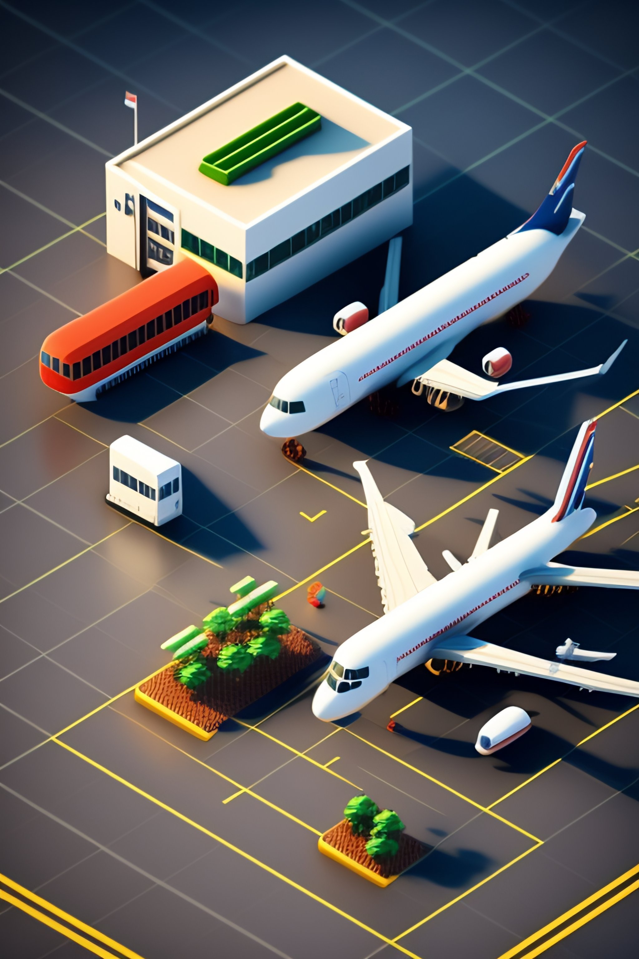 Lexica - Detailed isometric airport, pixel art, unreal engine voxel ...
