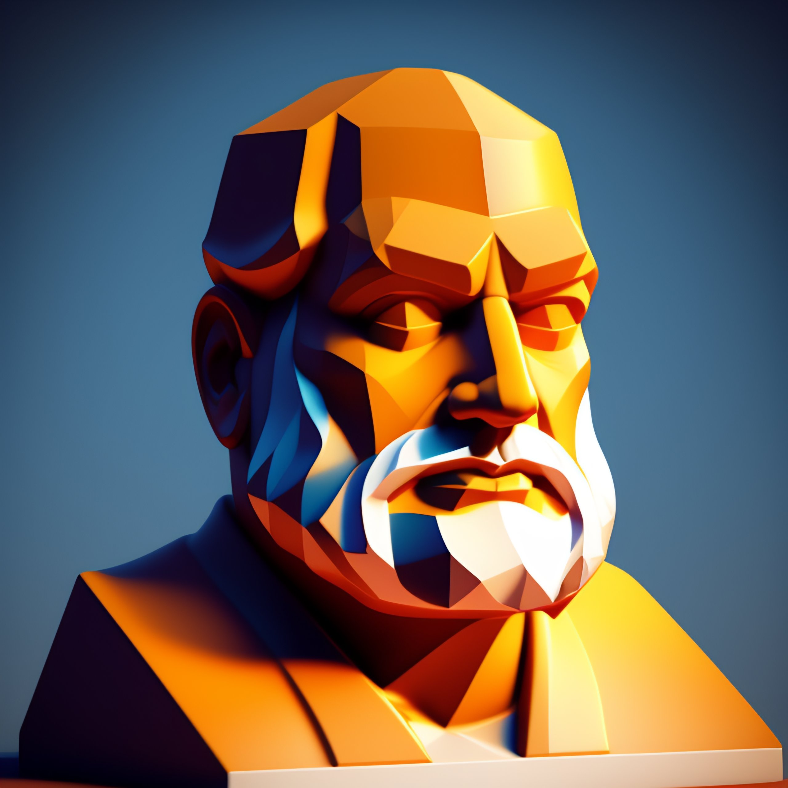 Lexica - Low poly greek orator homer, head cube shaped