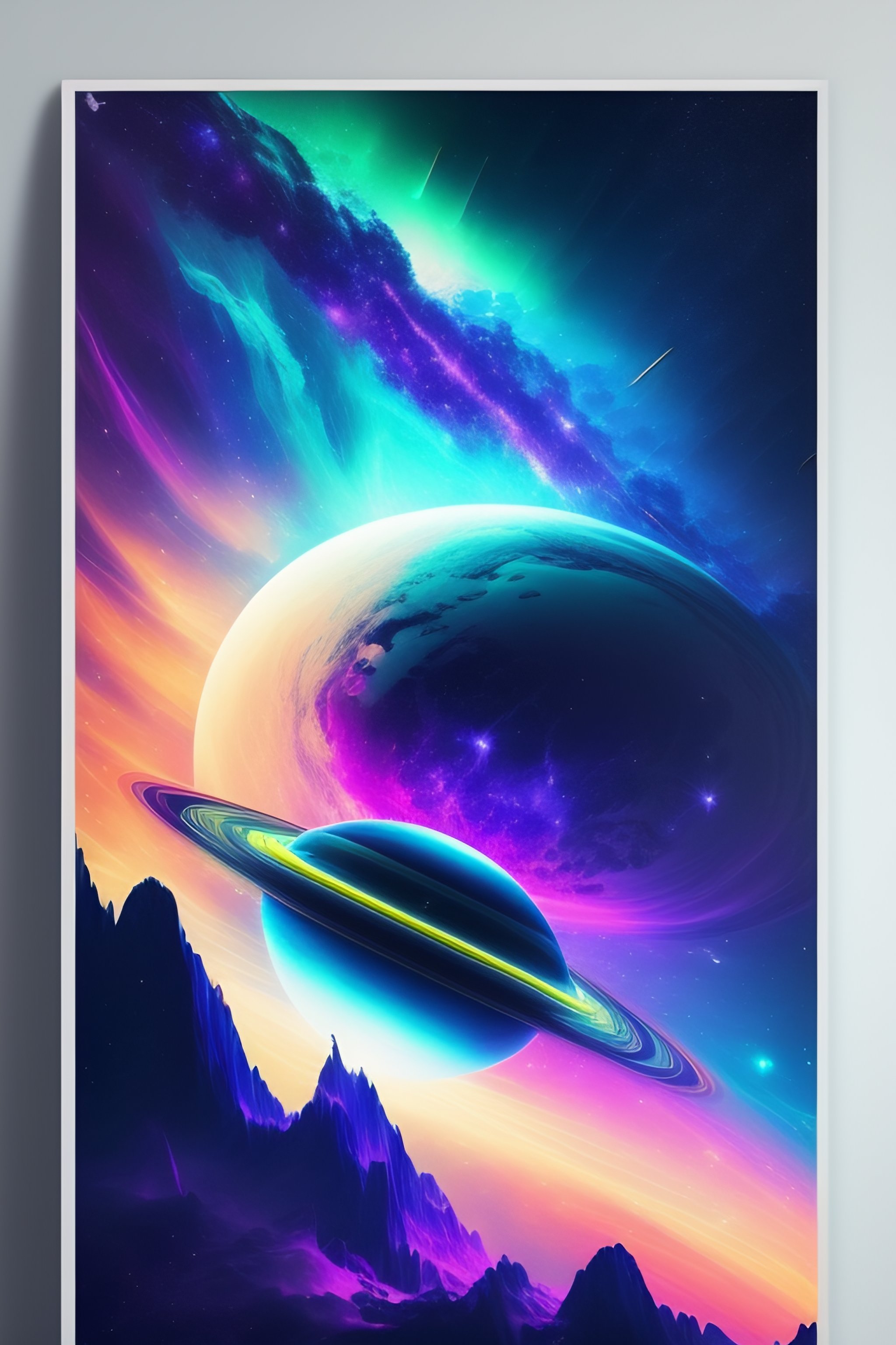 Lexica - Futuristic poster of a broken satellite in space, with a blue ...