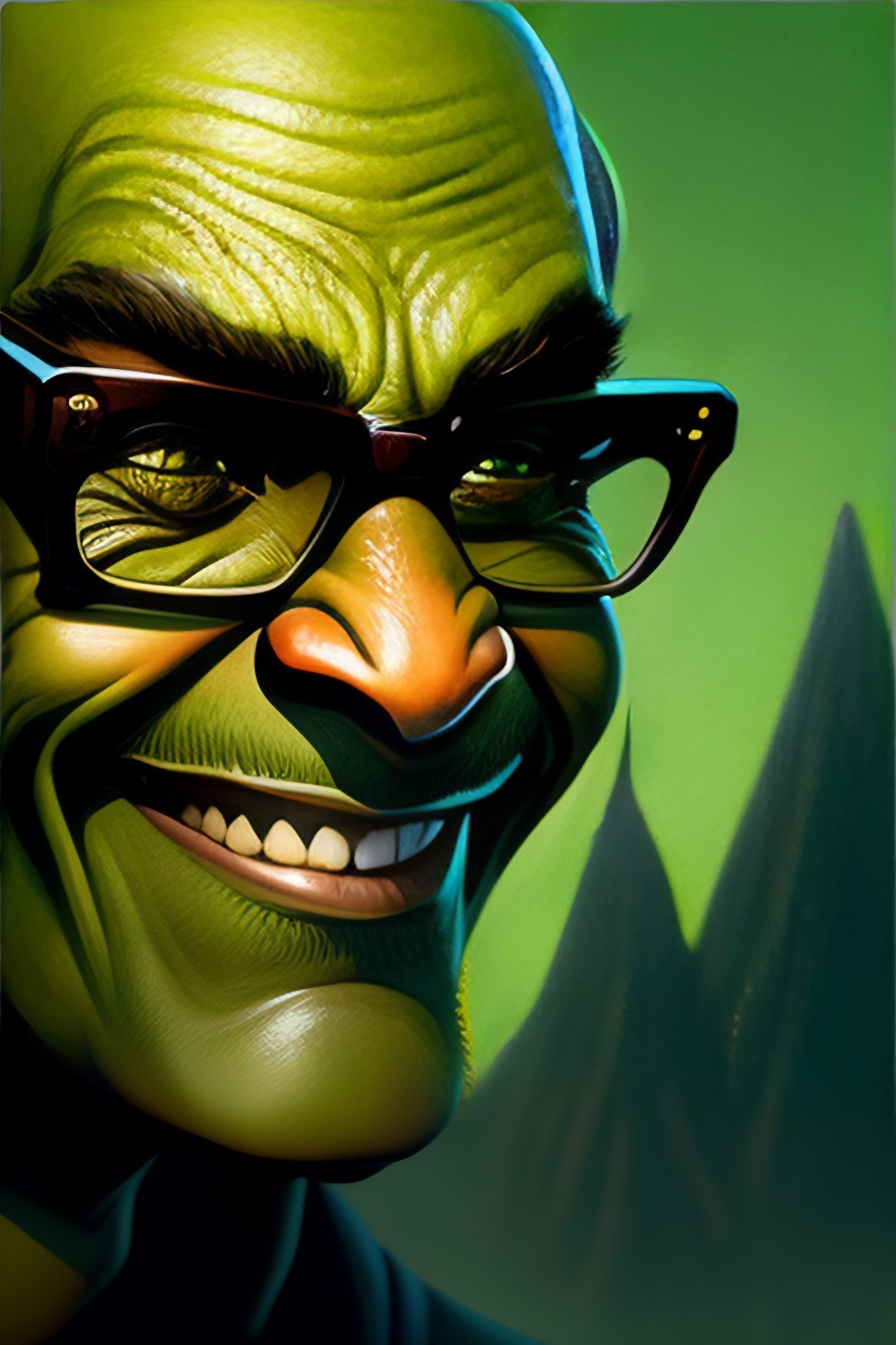 Lexica - A well-drawn friendly kind dark-green orc with a kind smile ...