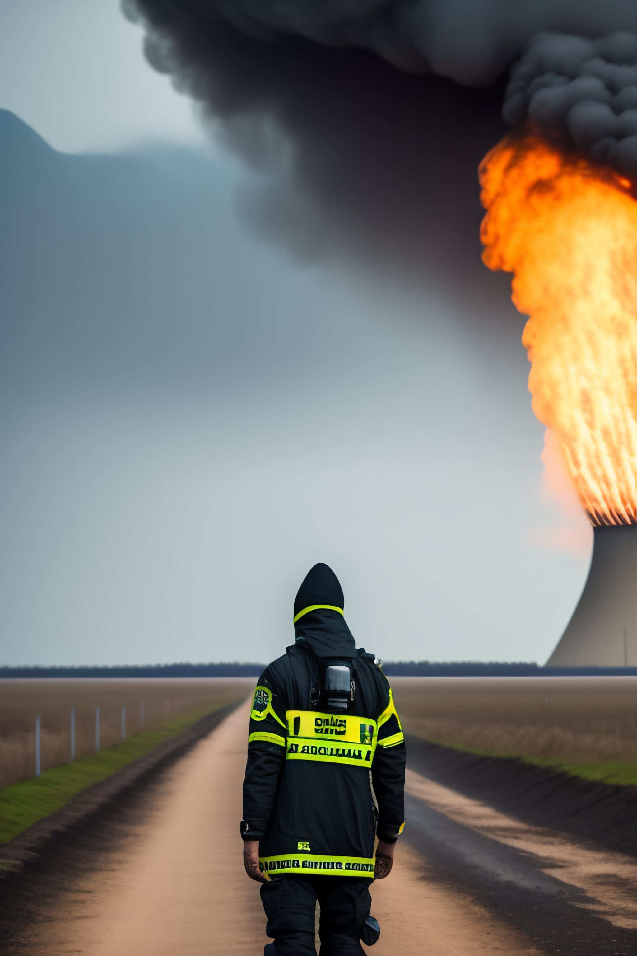 Lexica - Man facing forward with incomplete hazmat suit nuclear reactor ...