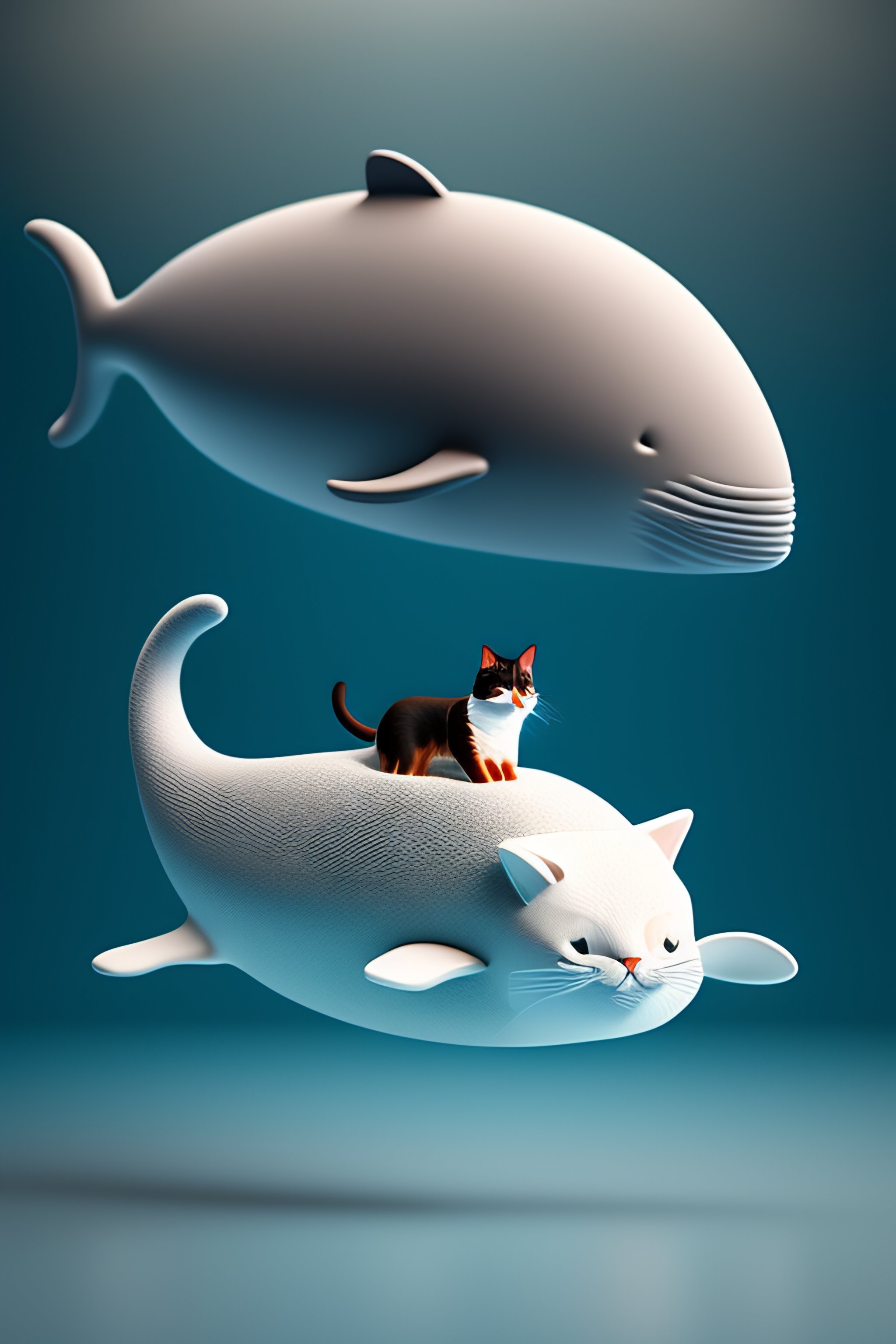 Lexica - 3d render of a cat riding a whale