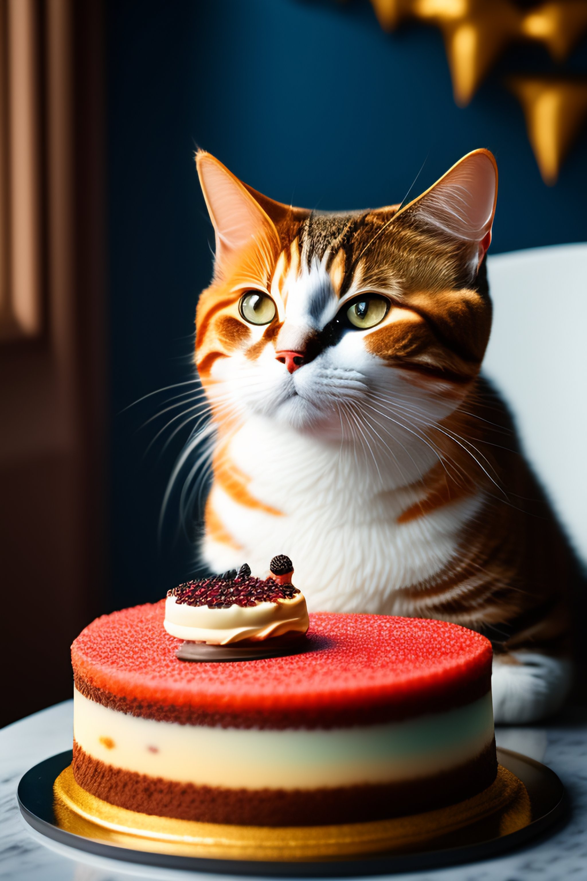 Lexica - Astronaut cat eating a cake