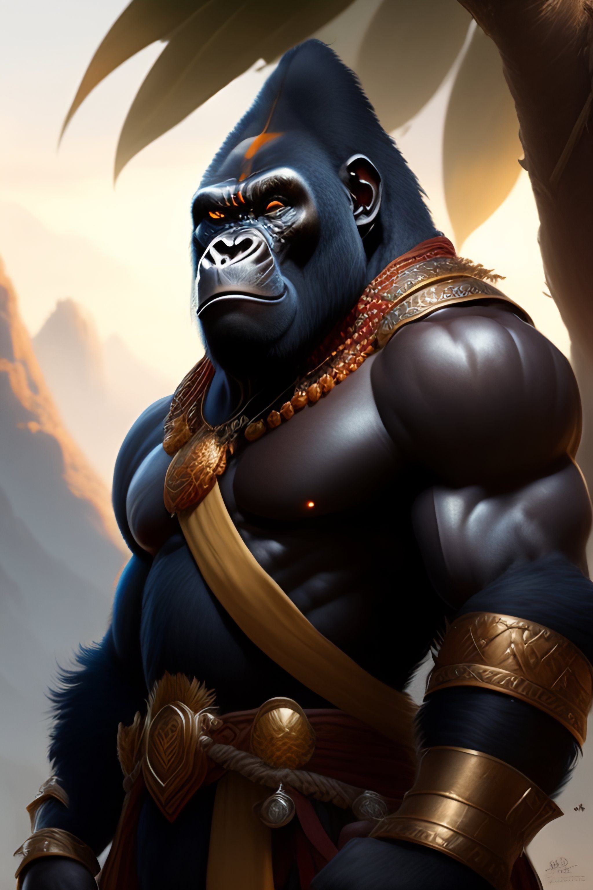 Lexica - A detailed portrait of a gorilla warrior illustrator, by ...