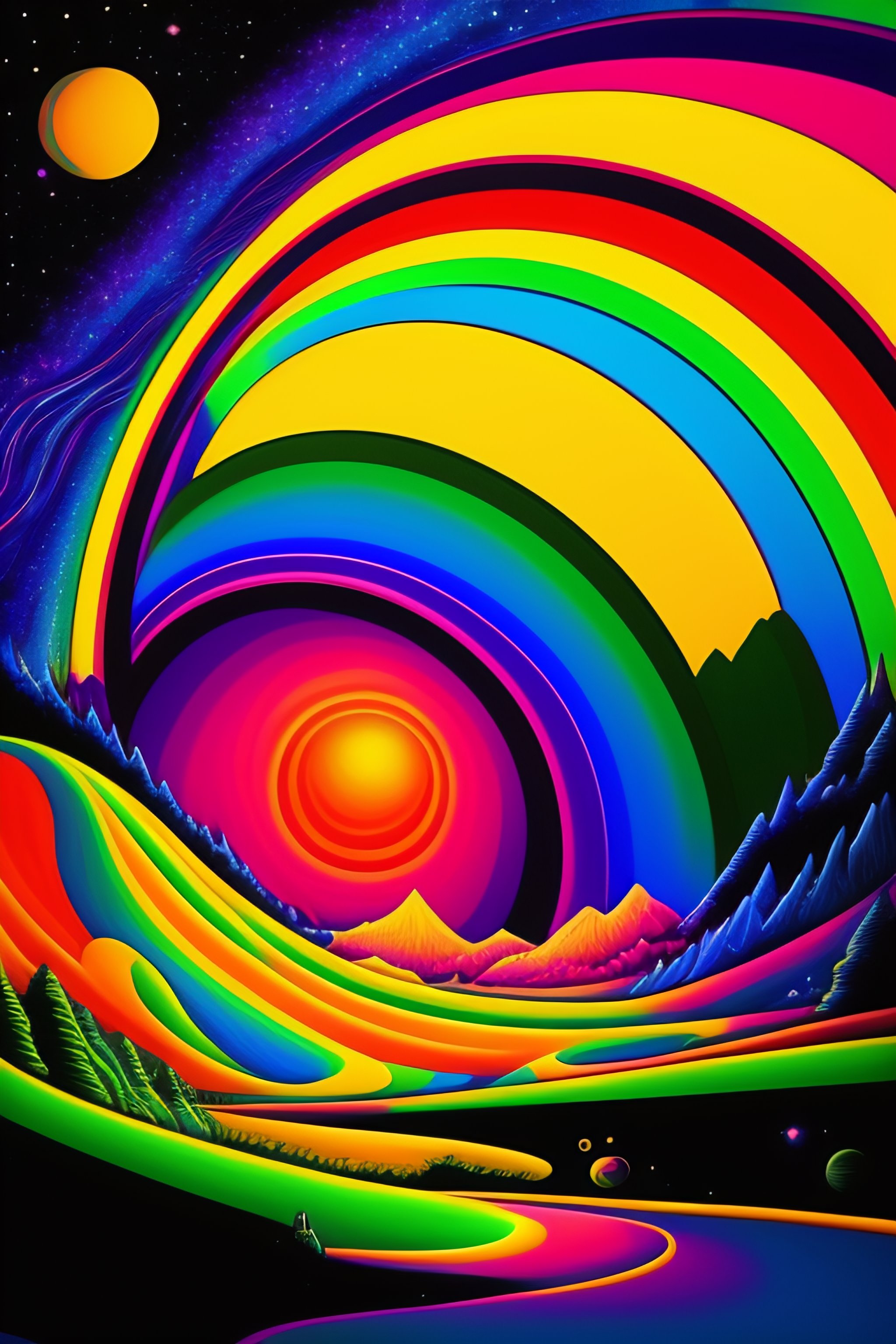 Lexica - Psychedelic Vintage full Shot 1960's cartoon Poster with hippy ...