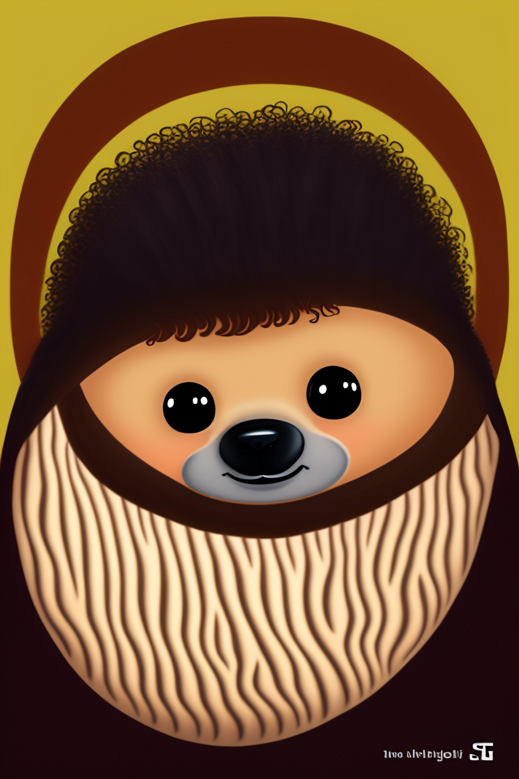 Lexica - Curly hair sloth cartoon