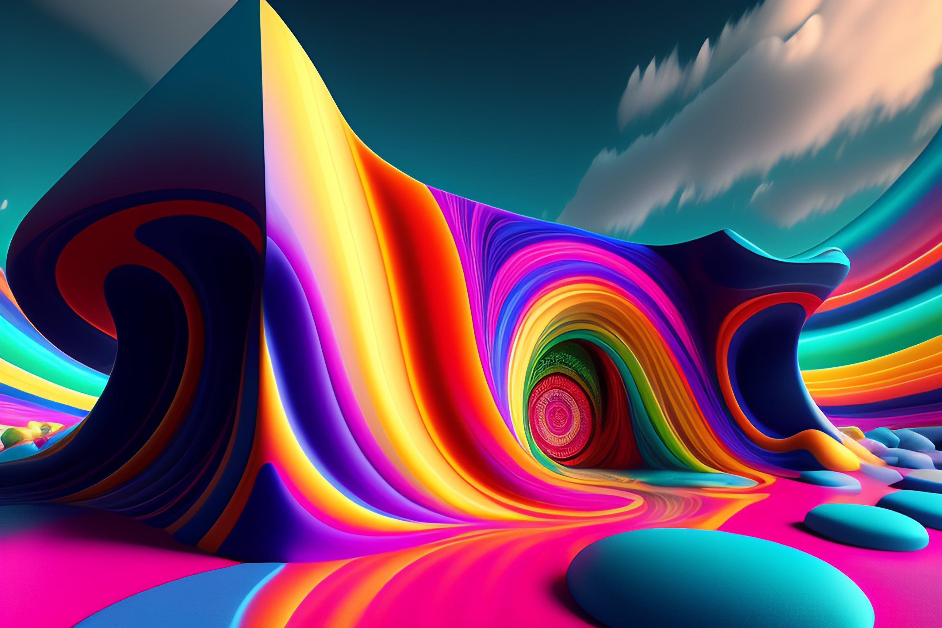 Lexica - The most psychedelic scene imaginable, at a taffy factory ...