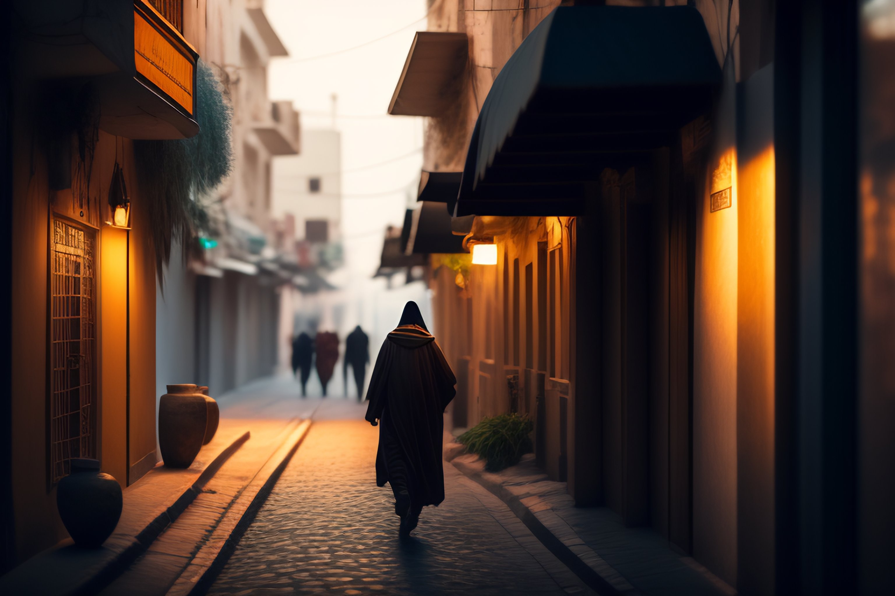 Lexica - "cinematic photograph walking through the streets of Babylon ...