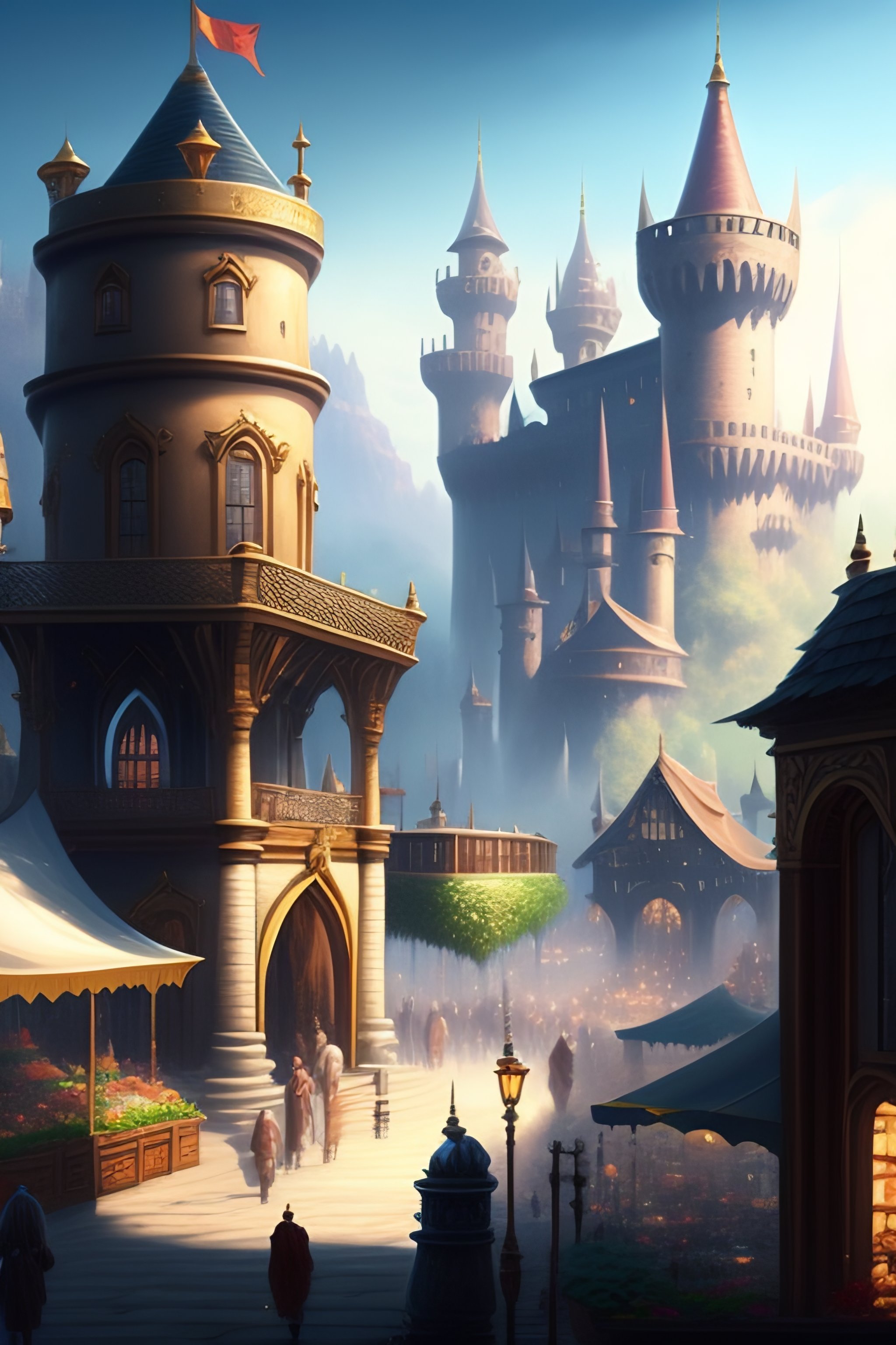 Lexica - Elegant fantasy capital city, in the foreground sprawling ...