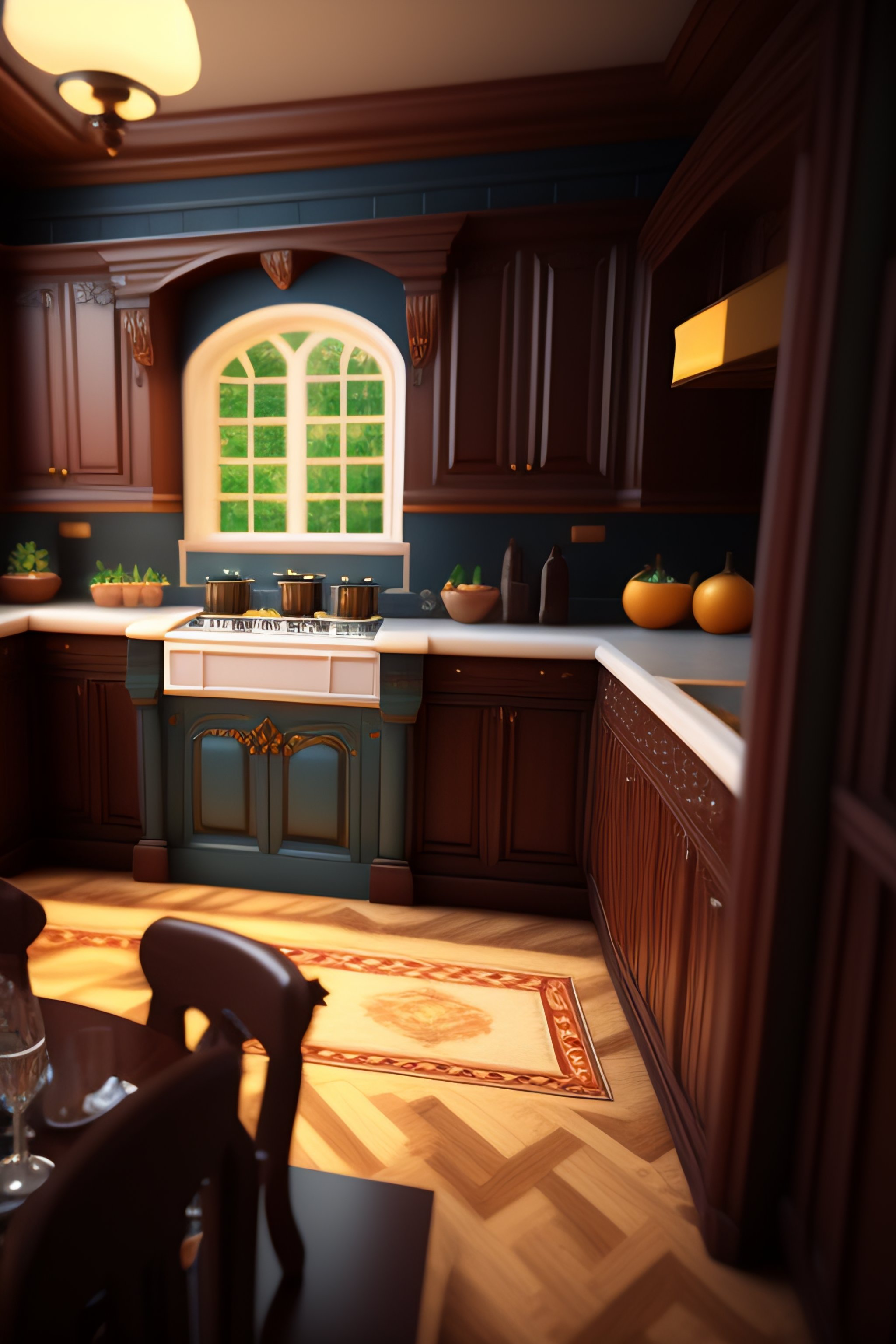 Lexica - Kitchen in mansion,resient evil ,4k,realstic 3d render