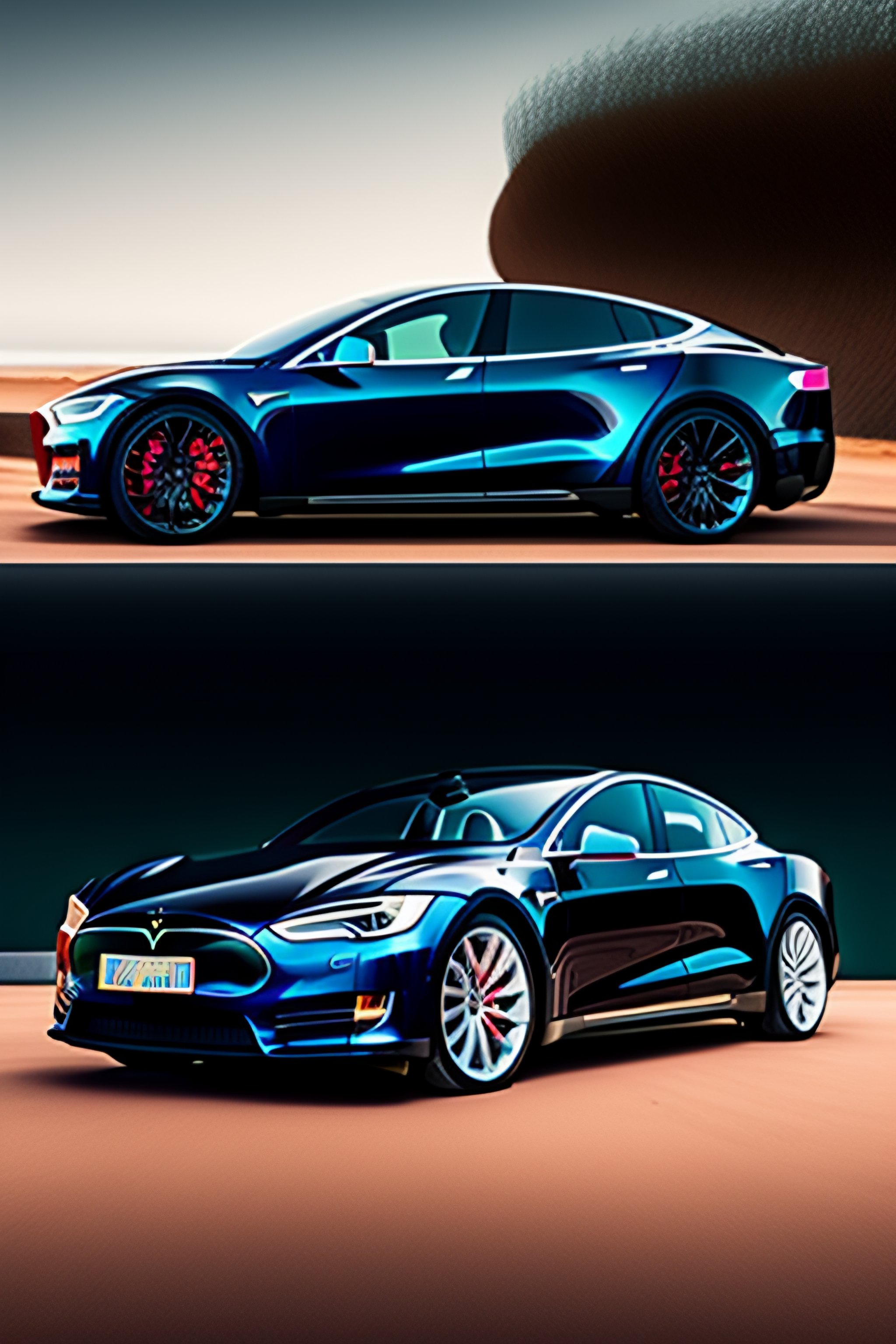 Lexica - Lionel Messi driving a tesla